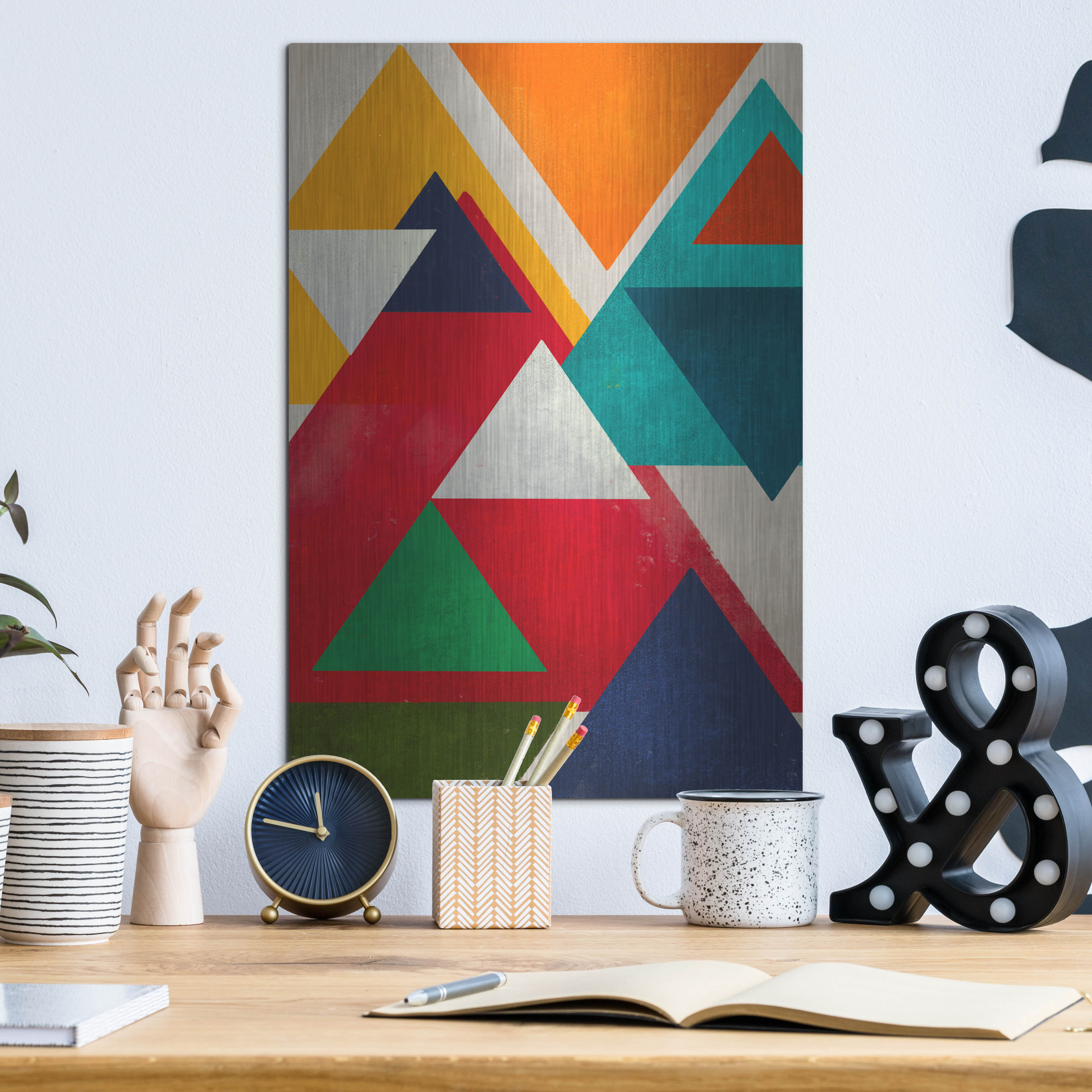 Ivy Bronx 'Colorful Triangles' by Svetlana Aleynikova Metal Wall Art ...