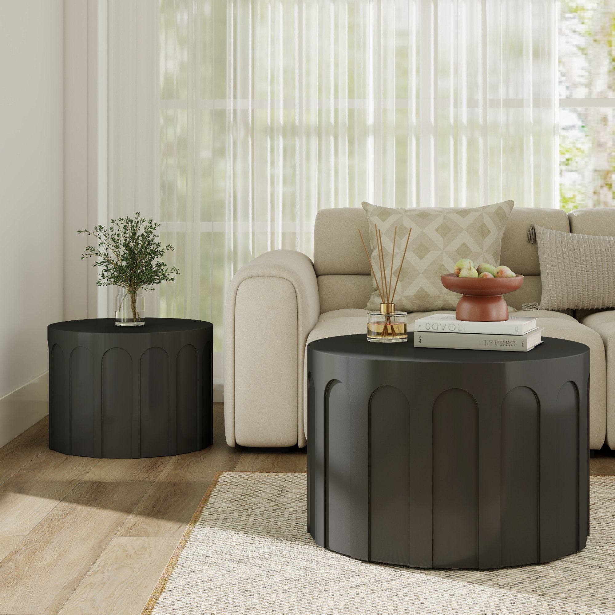 Ebern Designs 23.6" Round Nesting Coffee Table Set & Reviews | Wayfair