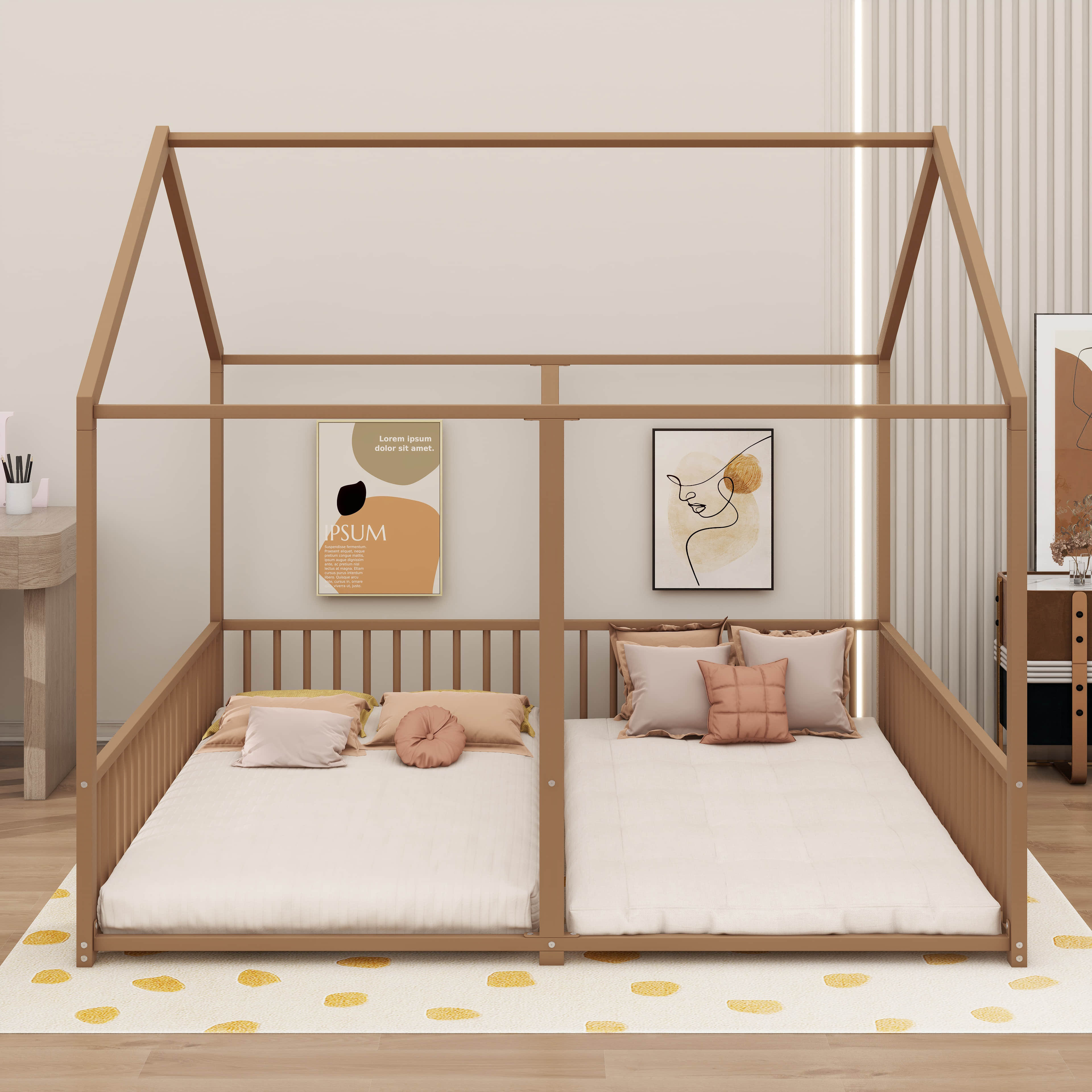 George Oliver Metal Twin-Size Loft Platform Beds For Two Occupants ...