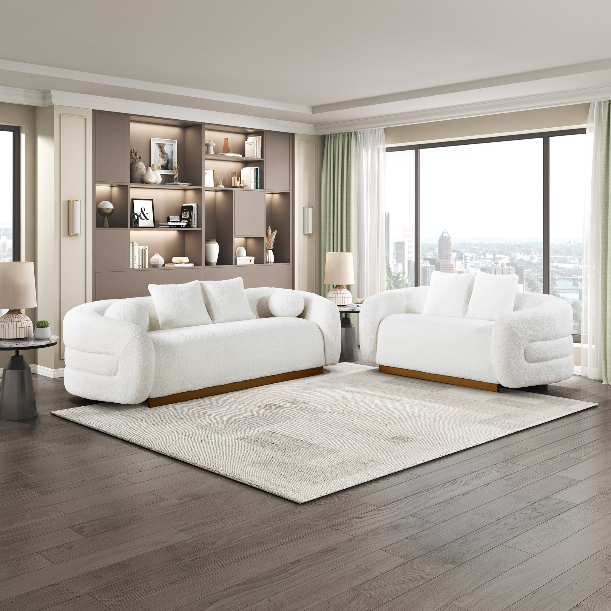 Latitude Run® Huseman Round Arms Sherpa 2-Piece Living Room Sets | Wayfair