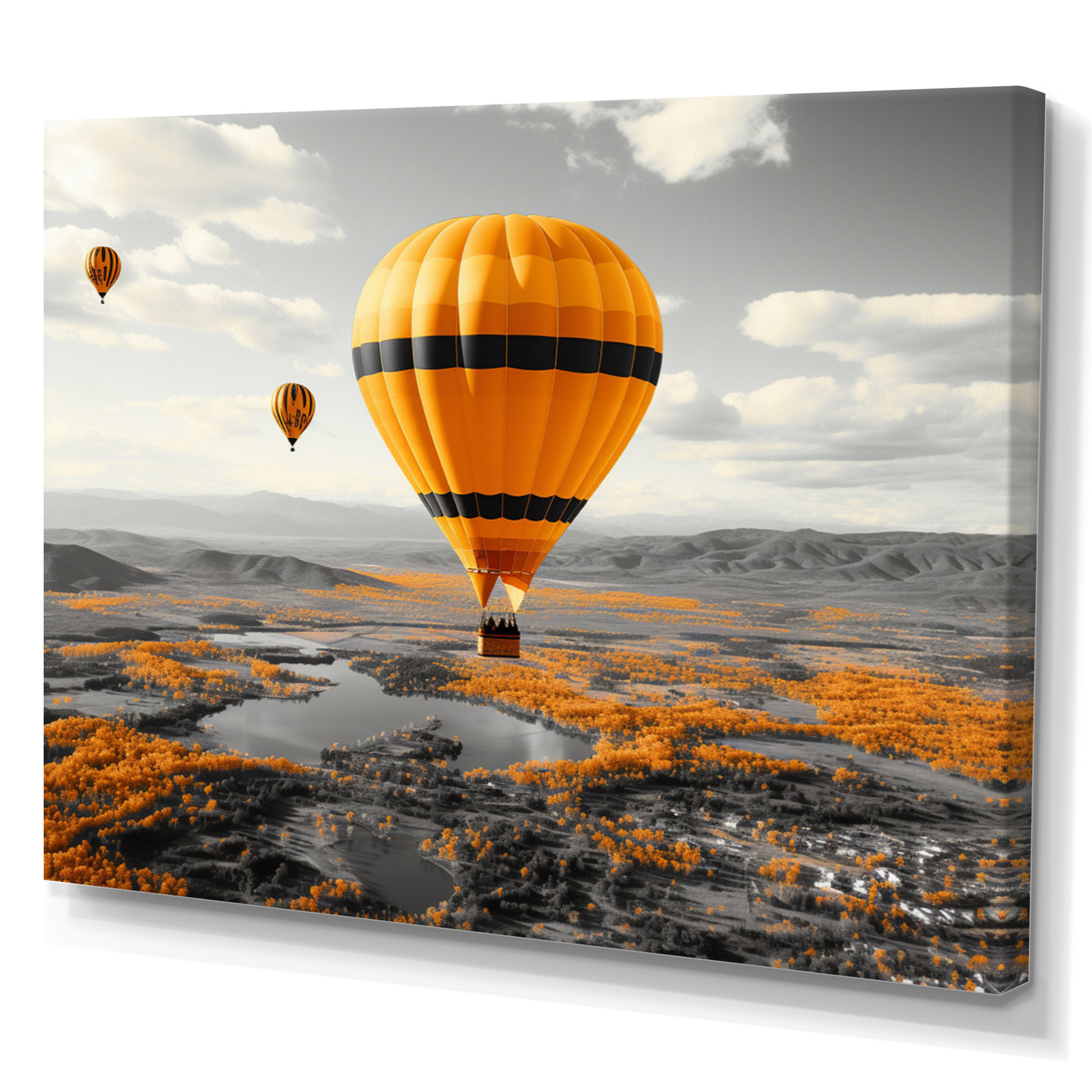 Loon Peak Yellow Hot Air Ballons Scenery I - Hot Air Balloon Wall Art ...