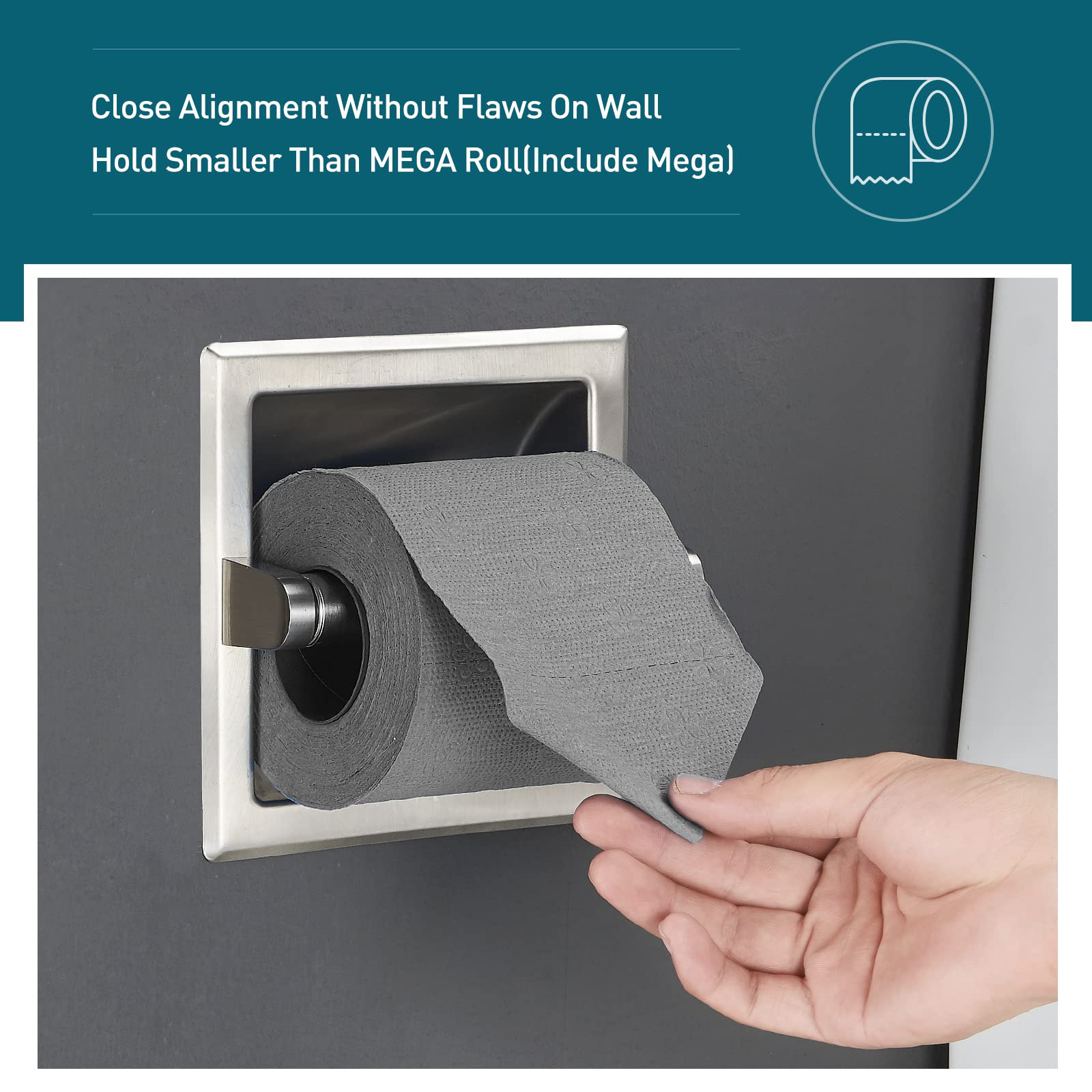 KAISHENGDAA Smack Brushed Nickel Recessed Toilet Paper Holder ...