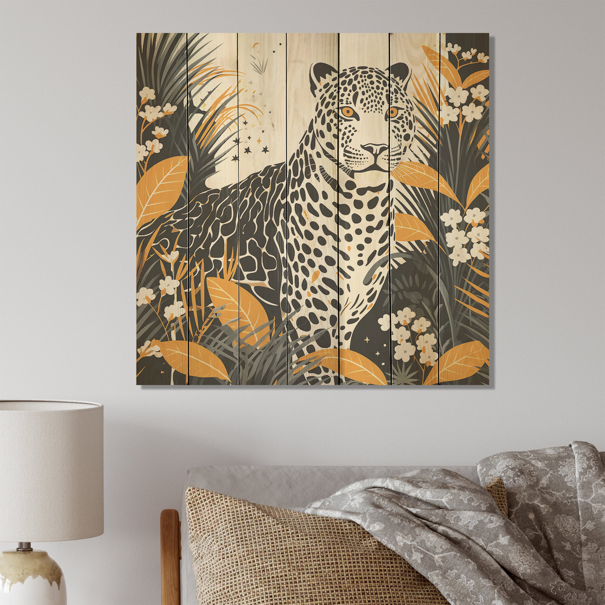 Bungalow Rose Yellow And Blue Leopard Collage III - Leopard/Cheetah On ...