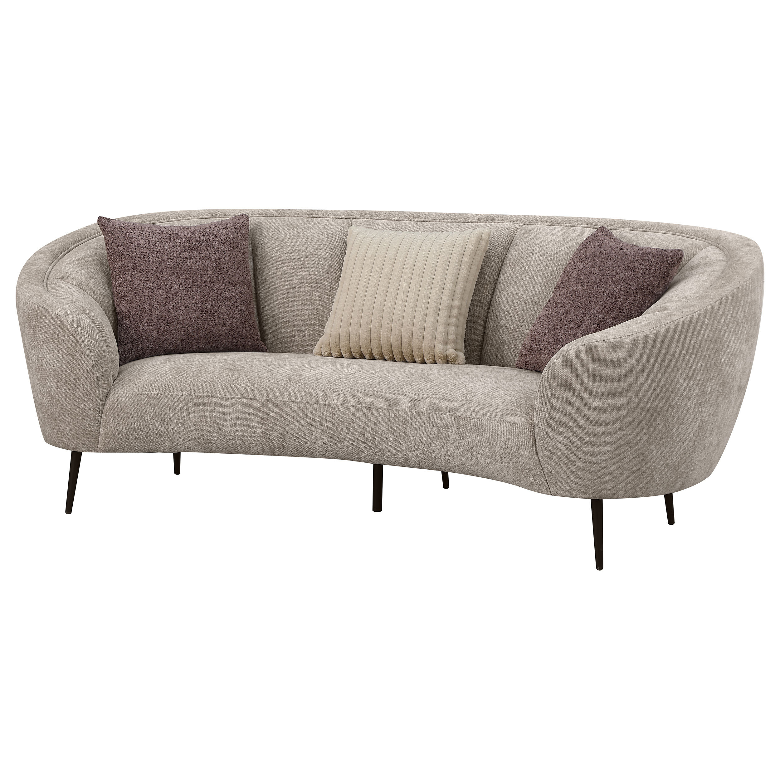George Oliver Glynes Upholstered Channel Back Curved Sofa Beige ...