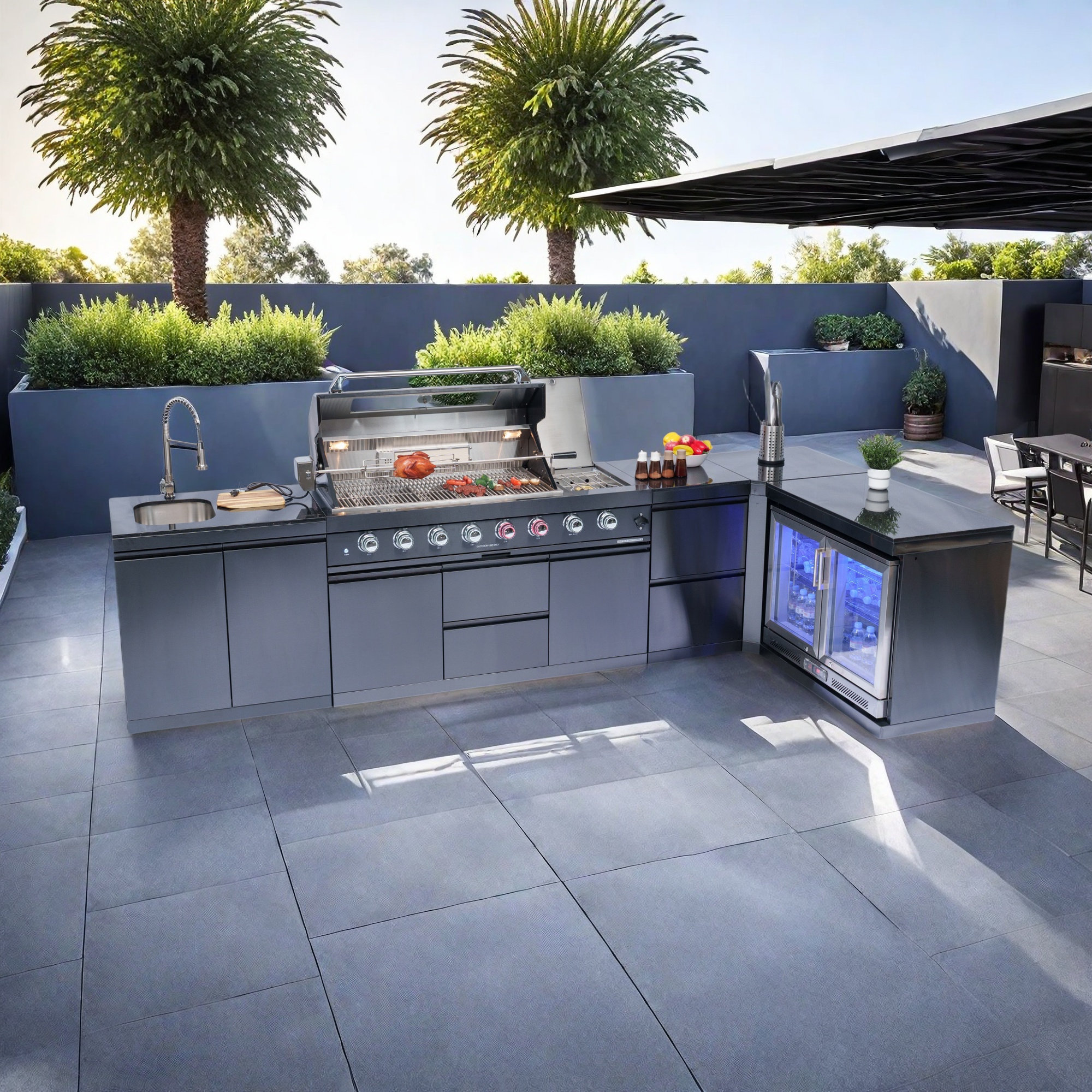 GOGEXX 62-Inch 6-Burner Stainless Steel Outdoor Kitchen Island Grill ...