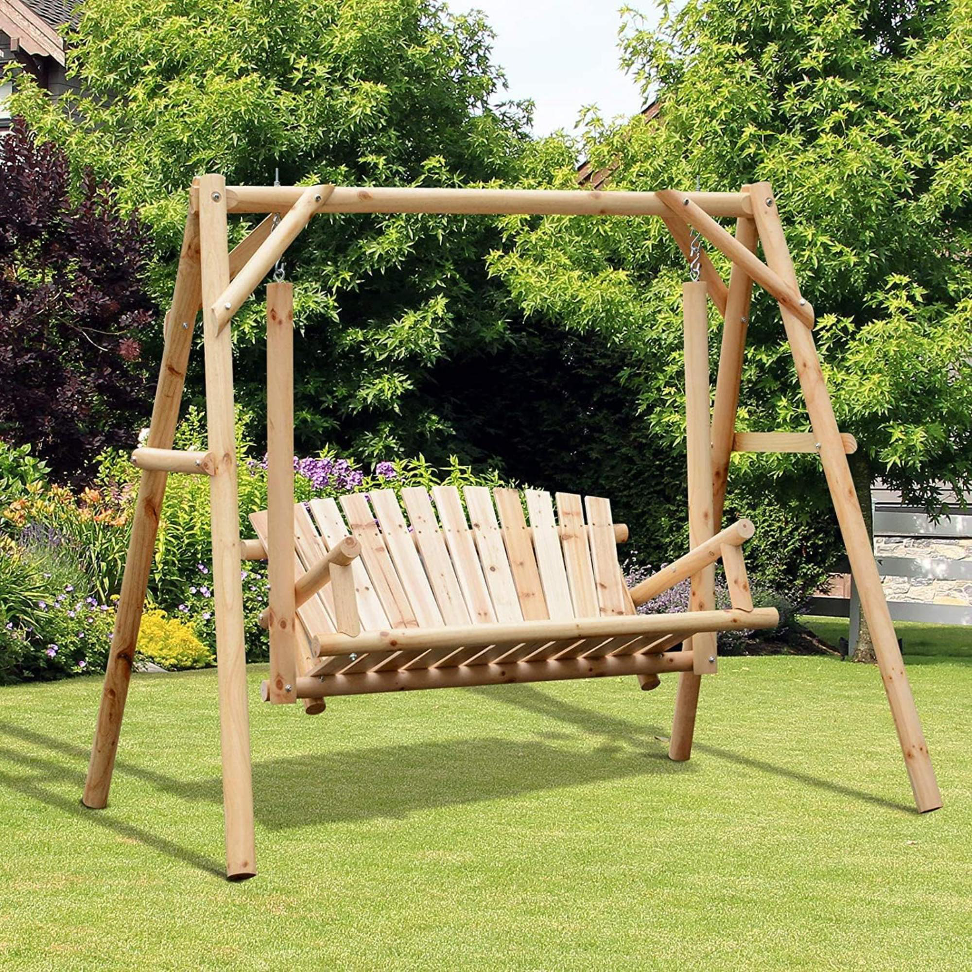 Millwood Pines Heavy Duty 650 LBS Wooden Swing Frame, Wooden Patio ...