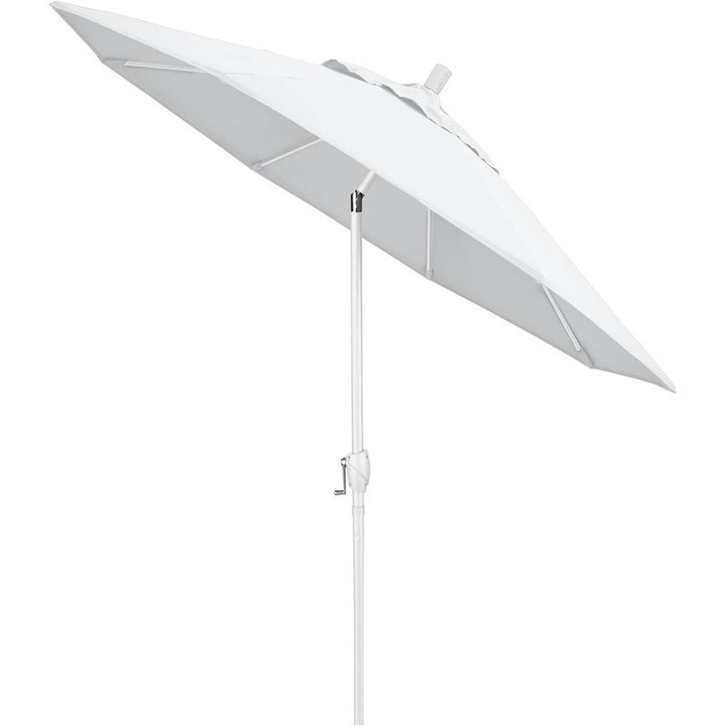 Arlmont & Co. Round Crank Lift Umbrella, Push Button Tilt, White Pole, UV Blocking, Fade ...