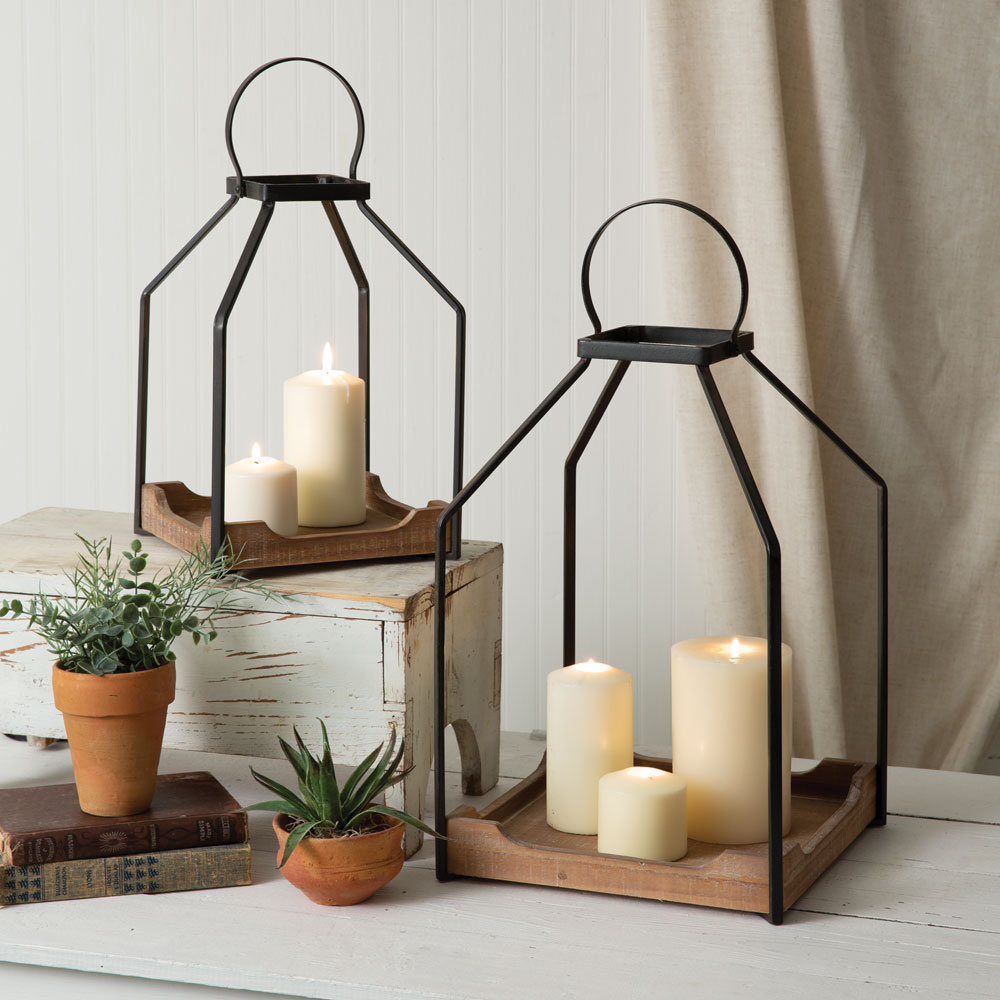 17 Stories 2 Piece Metal Tabletop Lantern Set | Wayfair