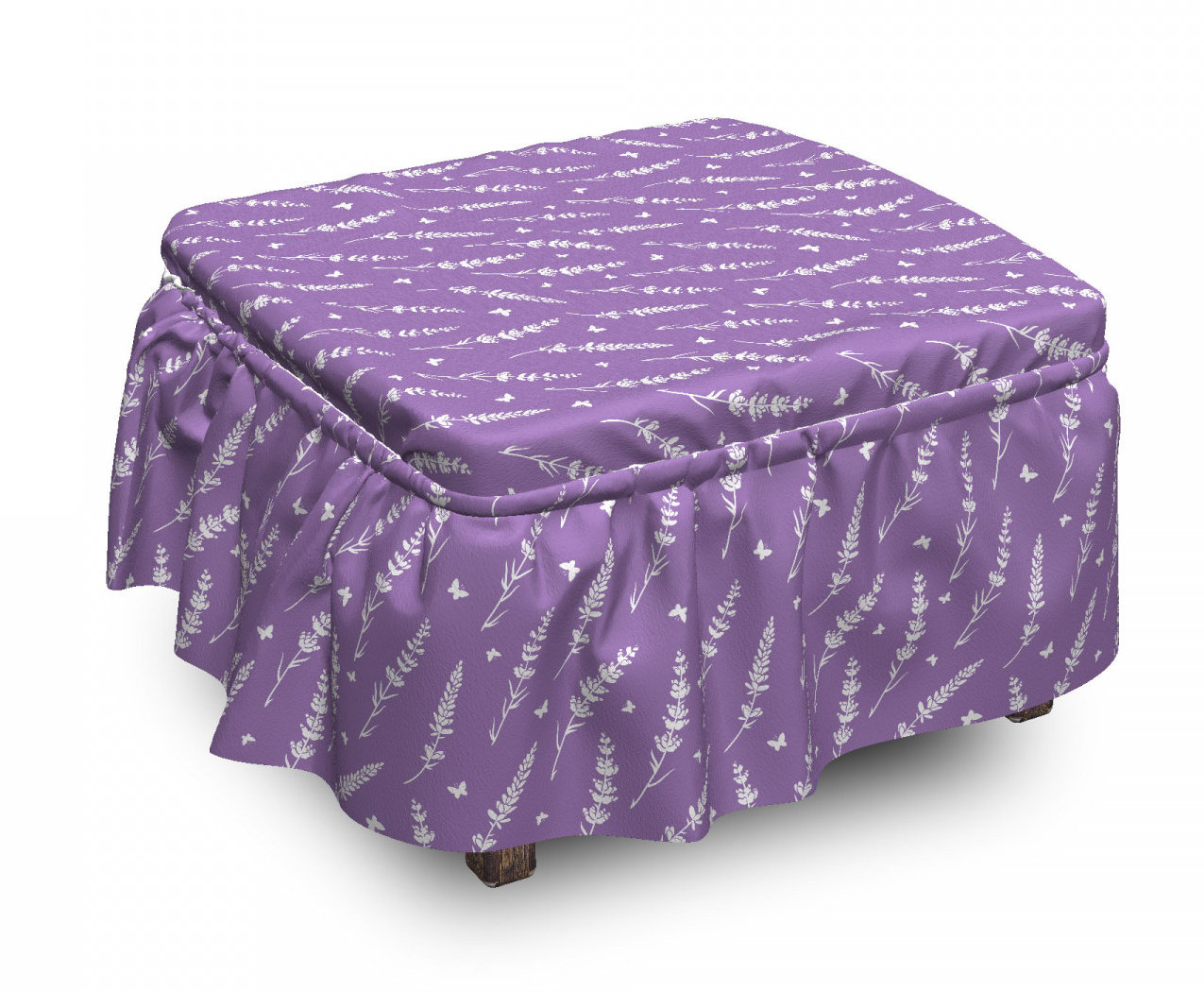 East Urban Home Lavender and Butterflies Ottoman Slipcover | Wayfair