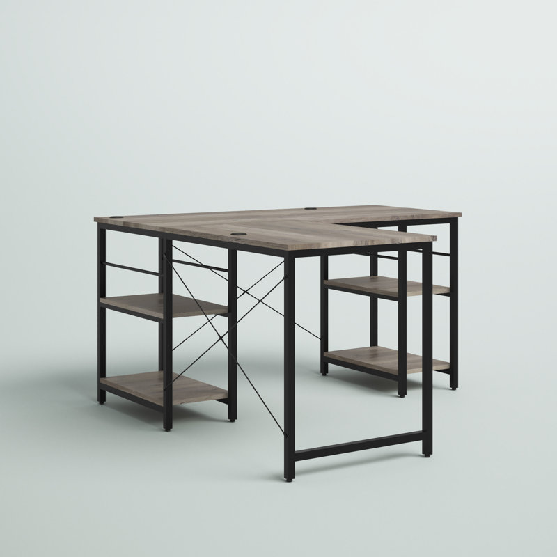Zipcode Design™ Haigh L Shaped Desk with Shelves 86.6 Inch Reversible ...