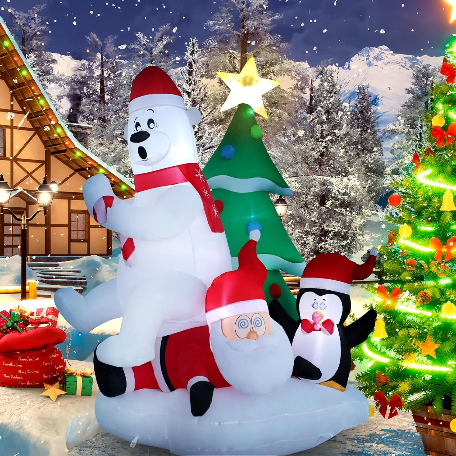 The Holiday Aisle® 6Ft Christmas Inflatable Outdoor Decorations, Snow ...