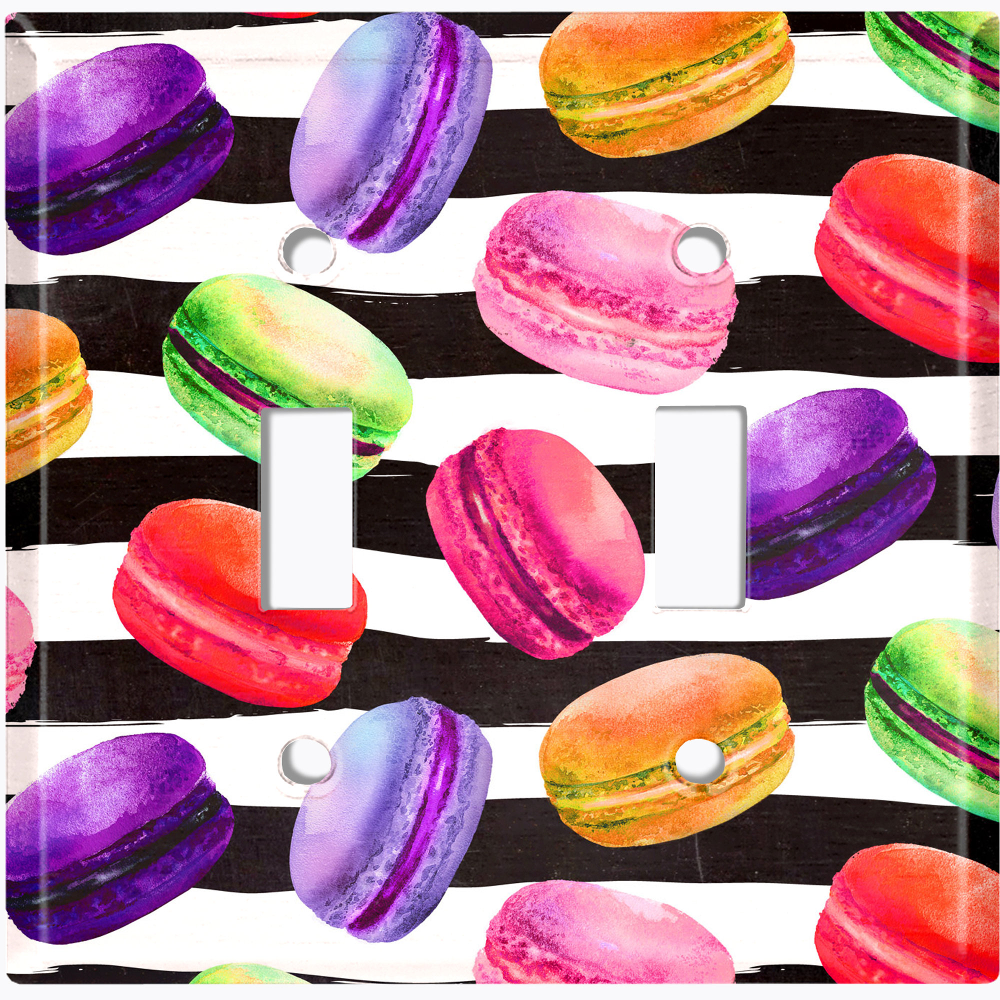WorldAcc Colorful Macaron Treat Stripes 2-Gang Toggle Light Switch Wall ...