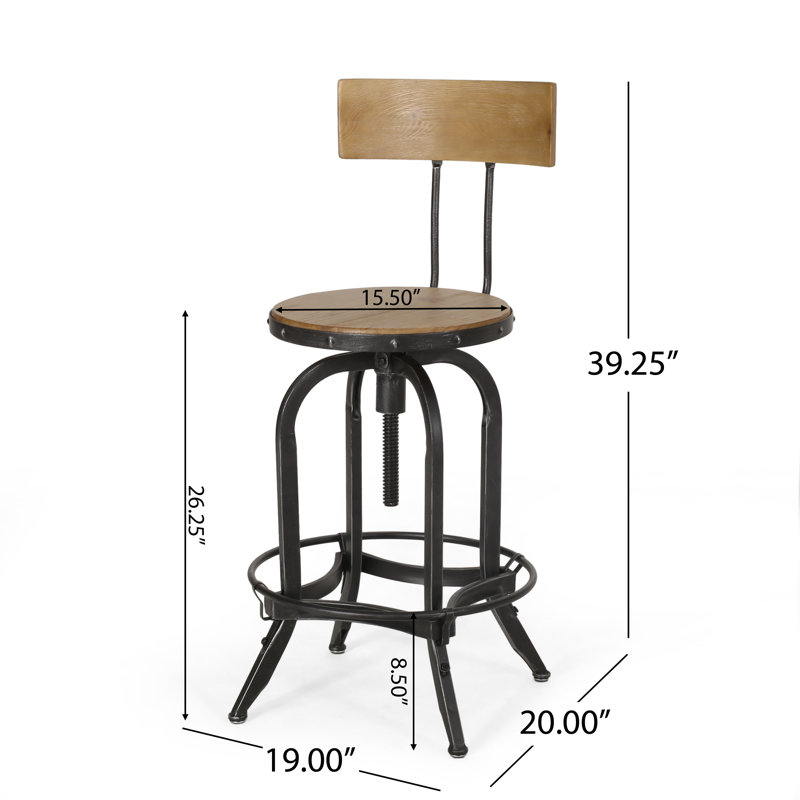 Williston Forge Swivel Solid Wood Adjustable Height Stool & Reviews ...