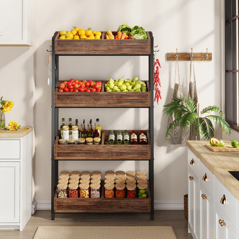 Rebrilliant Meras 29.1" W Wood Storage Rack & Reviews | Wayfair