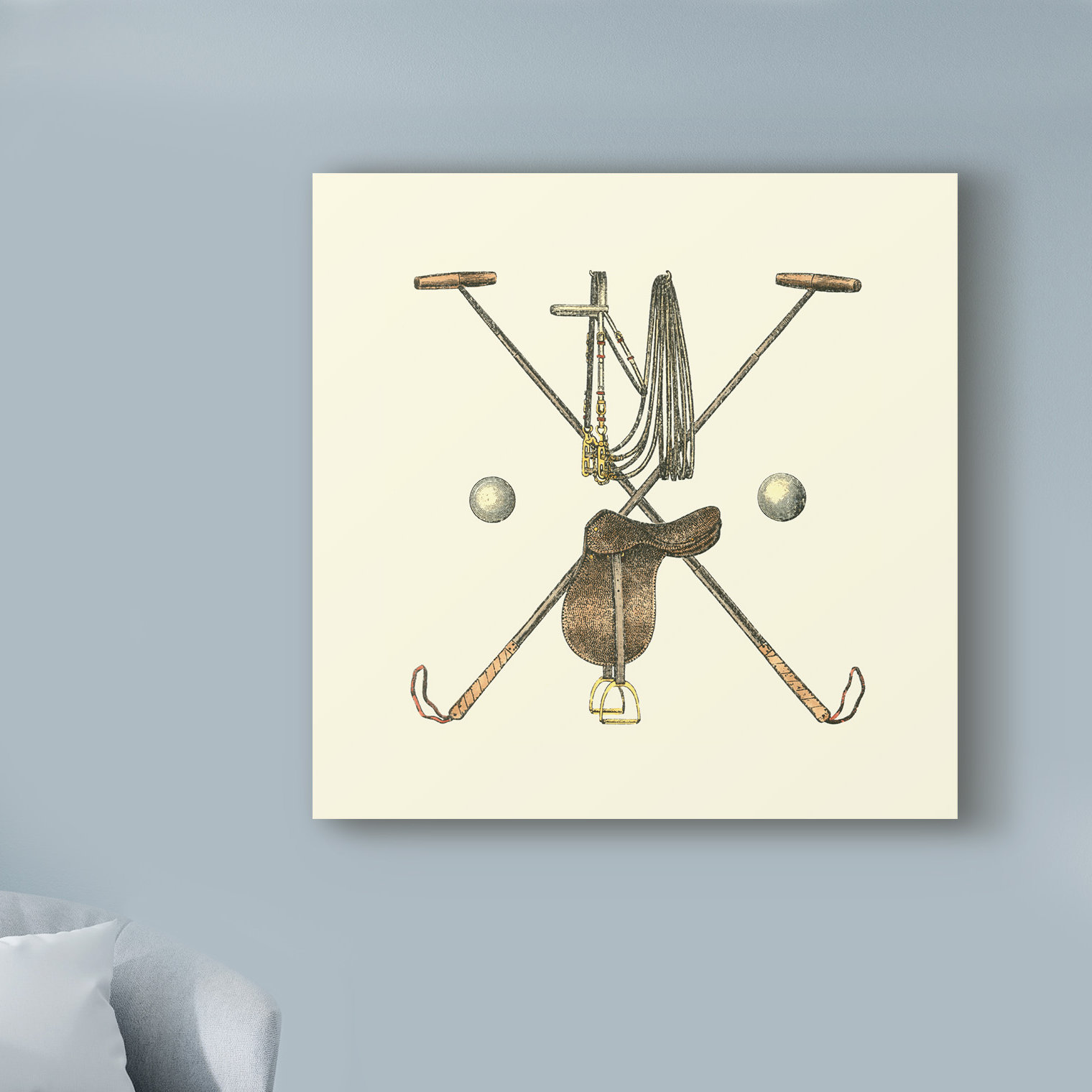 Charlton Home® 'Polo Saddle' Graphic Art Print on Wrapped Canvas | Wayfair