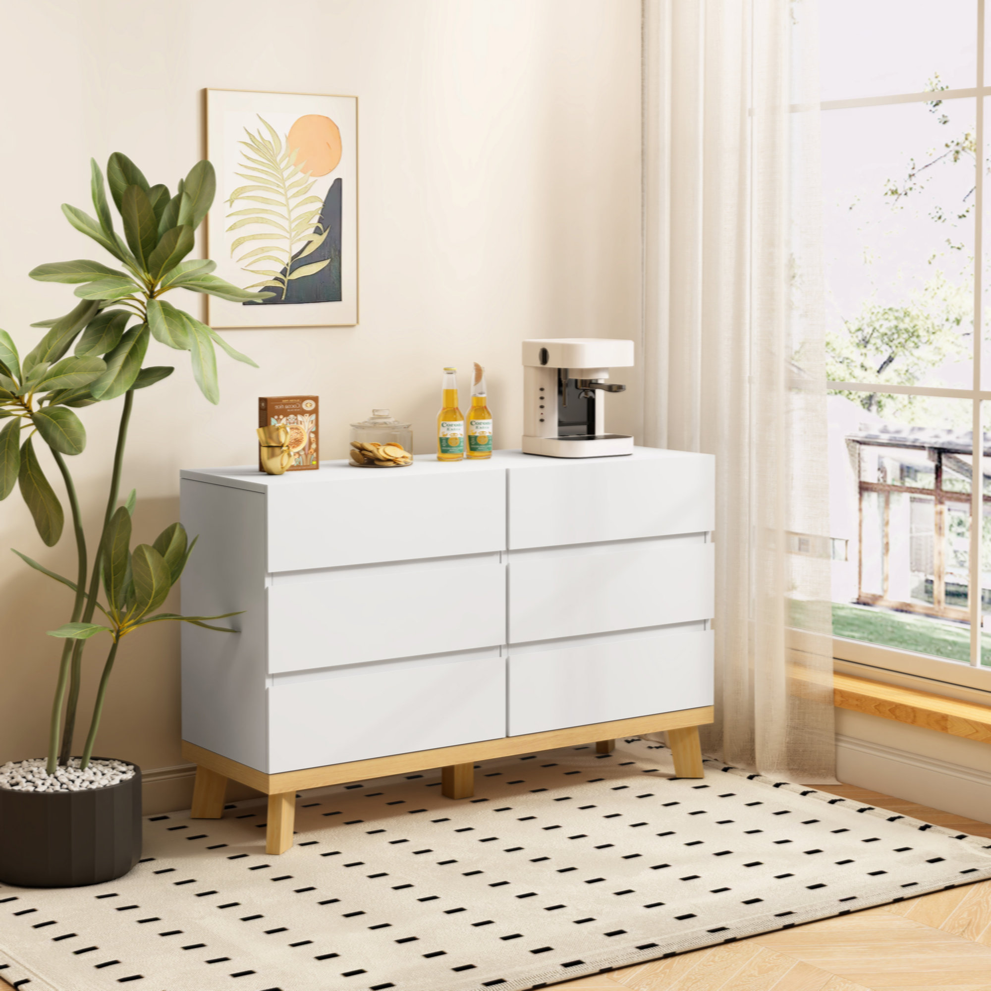 George Oliver 47.24"6-Drawers MDF Storage Cabinet,For Bedroom,Living ...