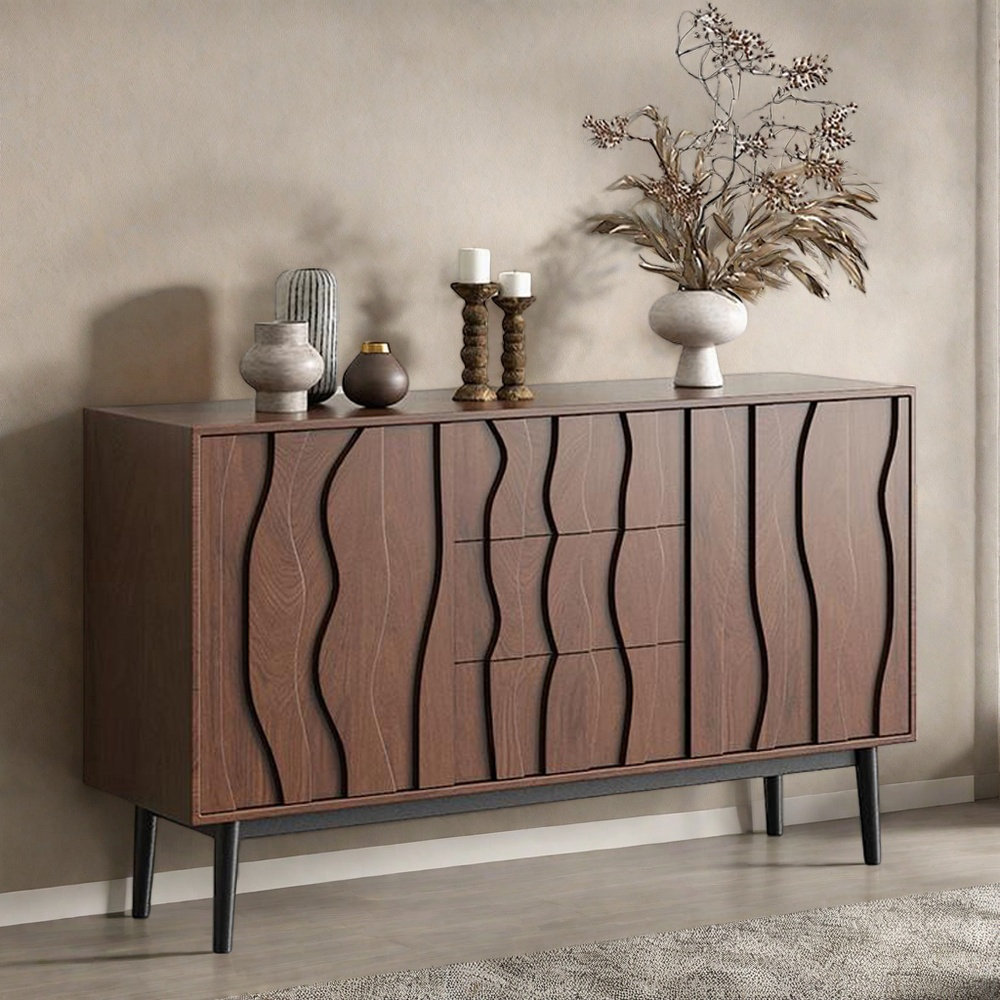NICECABINET Modern Simple Carved Wooden Sideboard | Wayfair