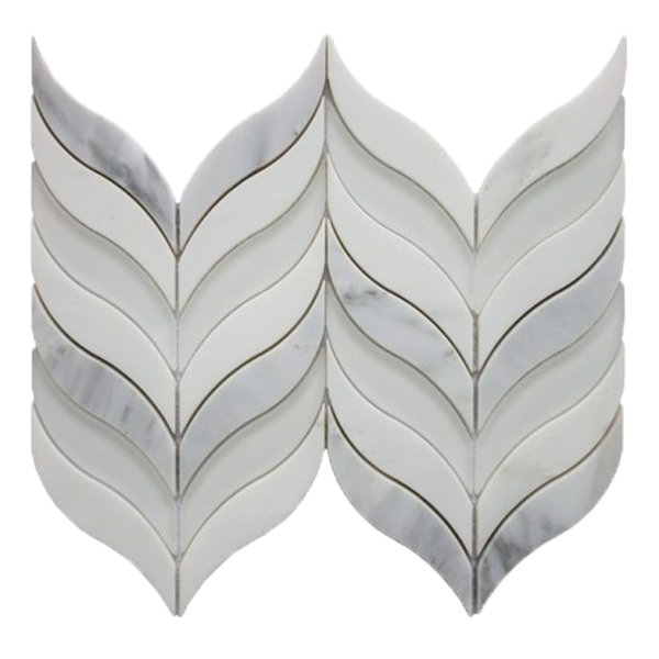 Mango Tile Mimosa 9" x 12" Marble/Glass Herringbone Mosaic Wall & Floor ...