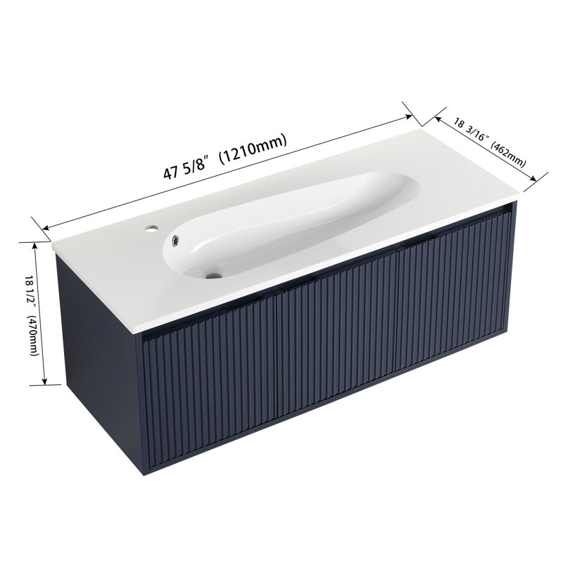 Latitude Run® Velka 47.65'' Wall Mounted Single Bathroom Vanity with ...