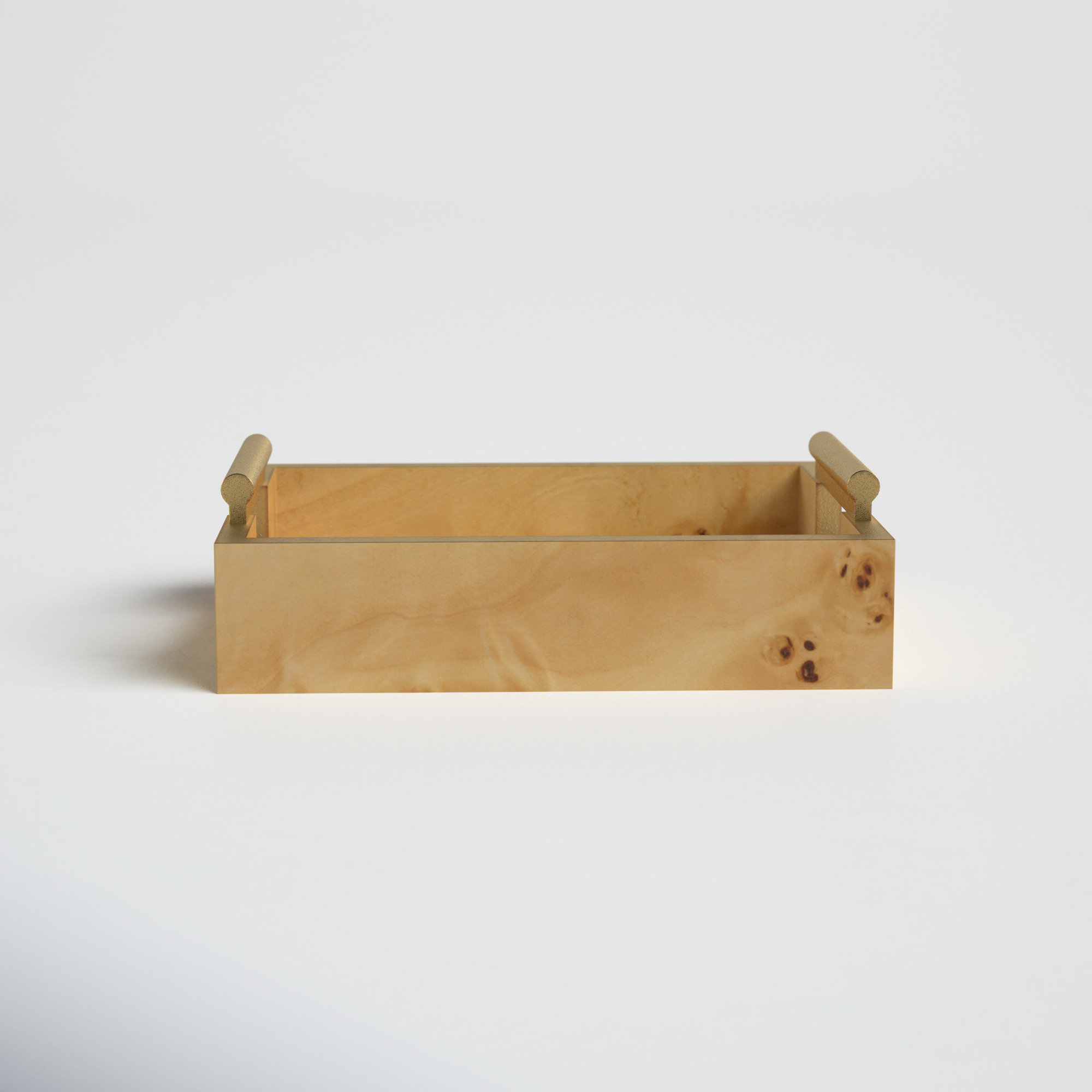 Joss & Main Niara Burl Wood Rectangular Tray With Gold Handles ...
