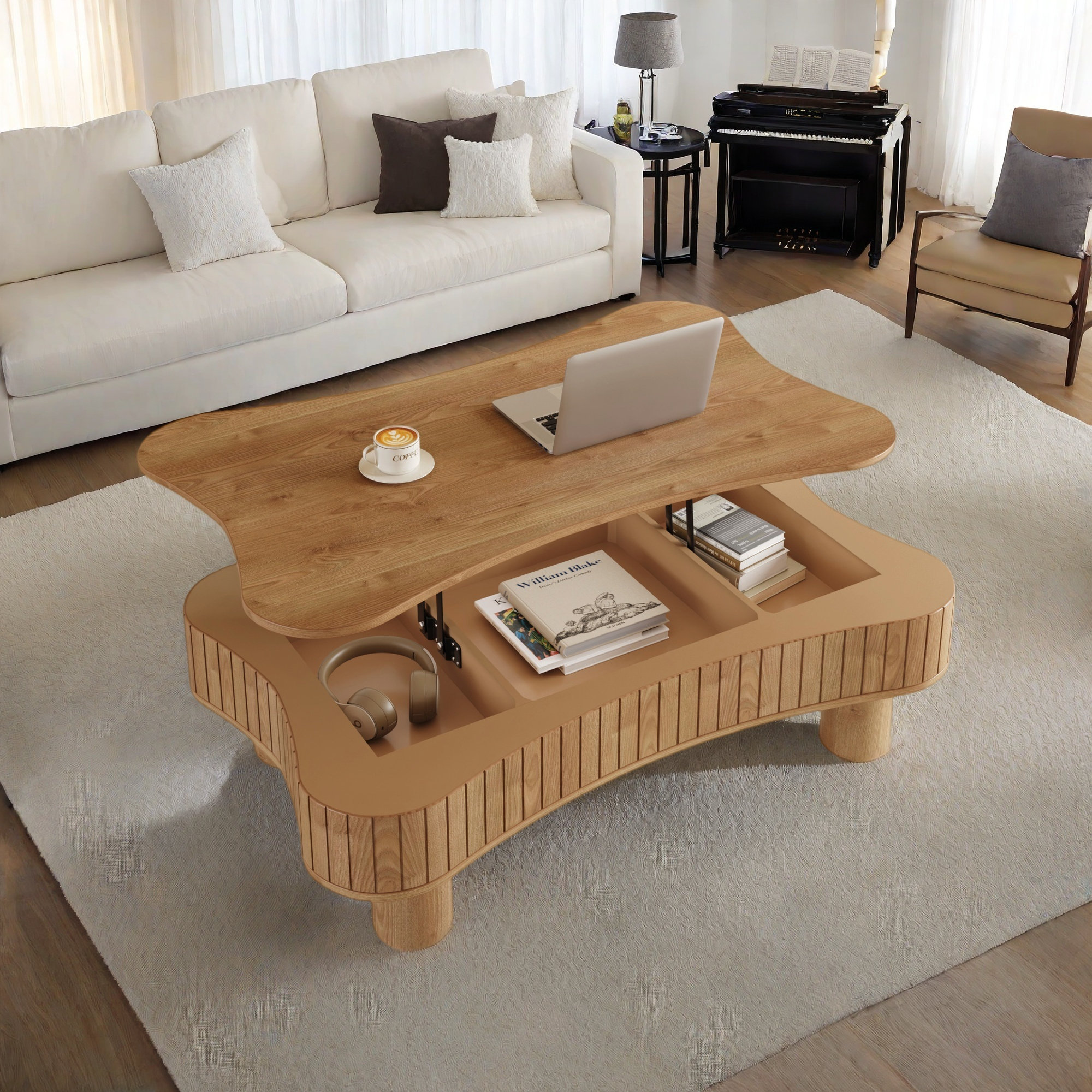 Ivy Bronx Coffee Table With Hidden Storage And Silent Hydraulic Lift ...