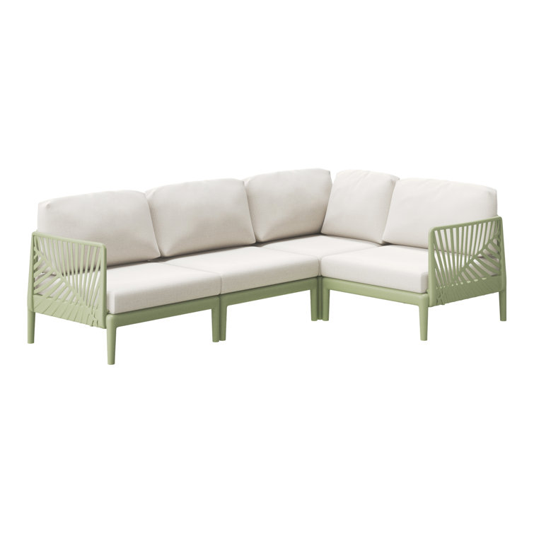 Ebern Designs 4-Person Outdoor Patio Sectional With Cushions | Wayfair