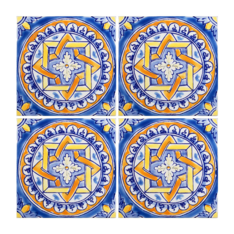 Casablanca Market Mediterranean 4" x 4" Ceramic Firenze Decorative Tile ...