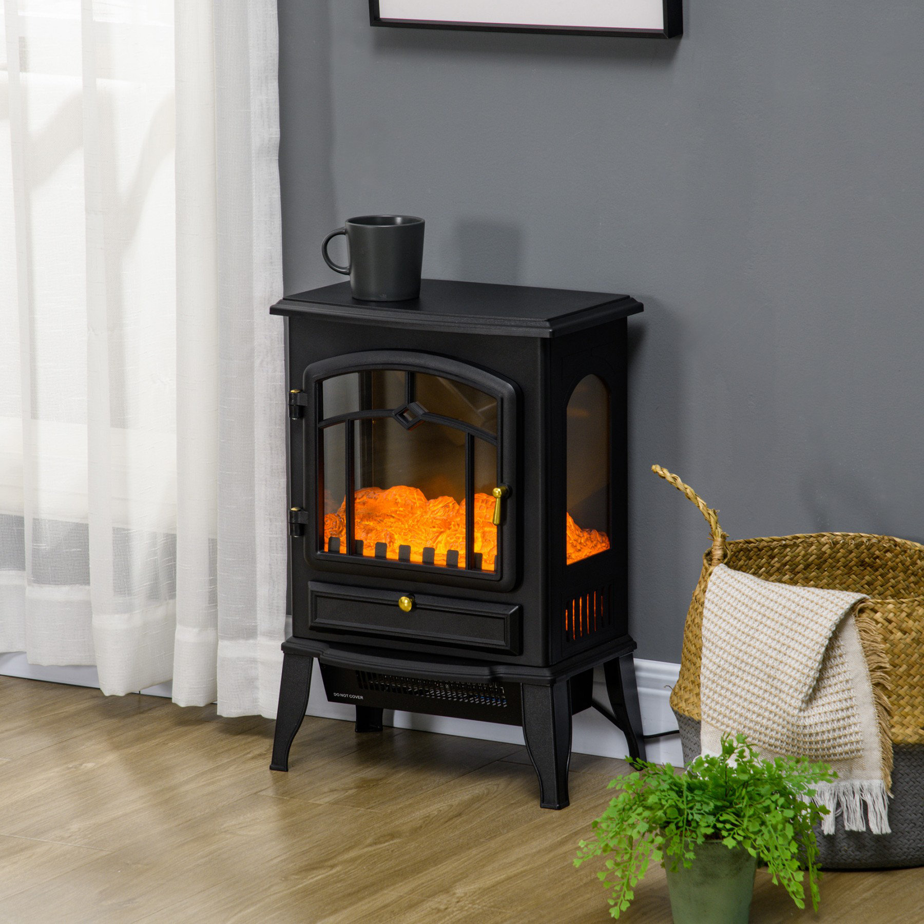 Lark Manor™ Freestanding Fireplace Heater with 3-Sided Realistic Flame ...