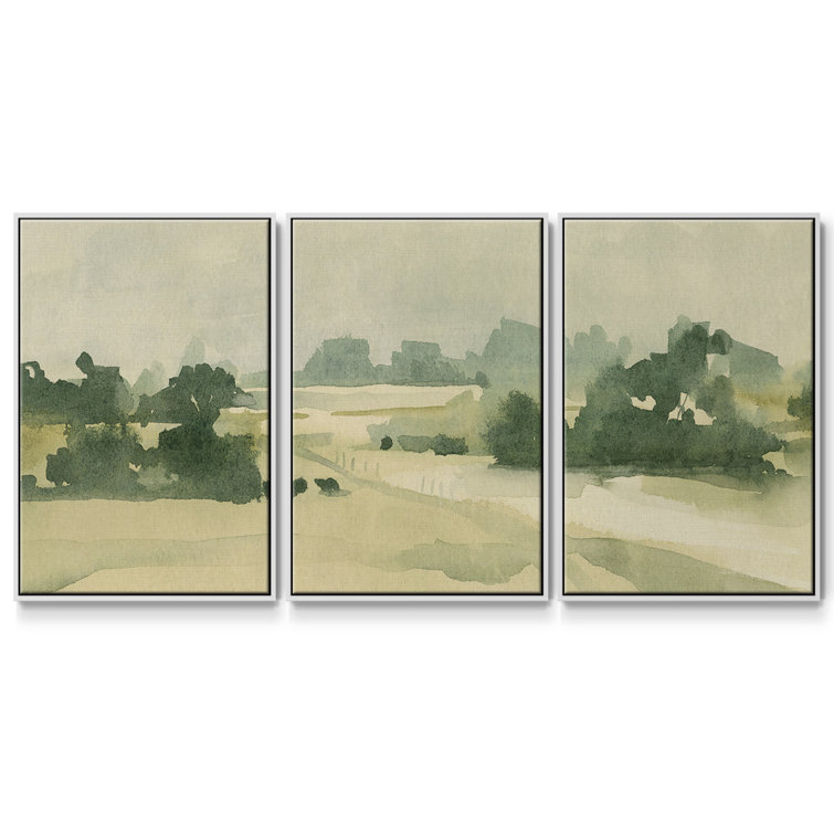 Winston Porter Watercolor Pasture II Framed On Canvas 3 Pieces Print ...