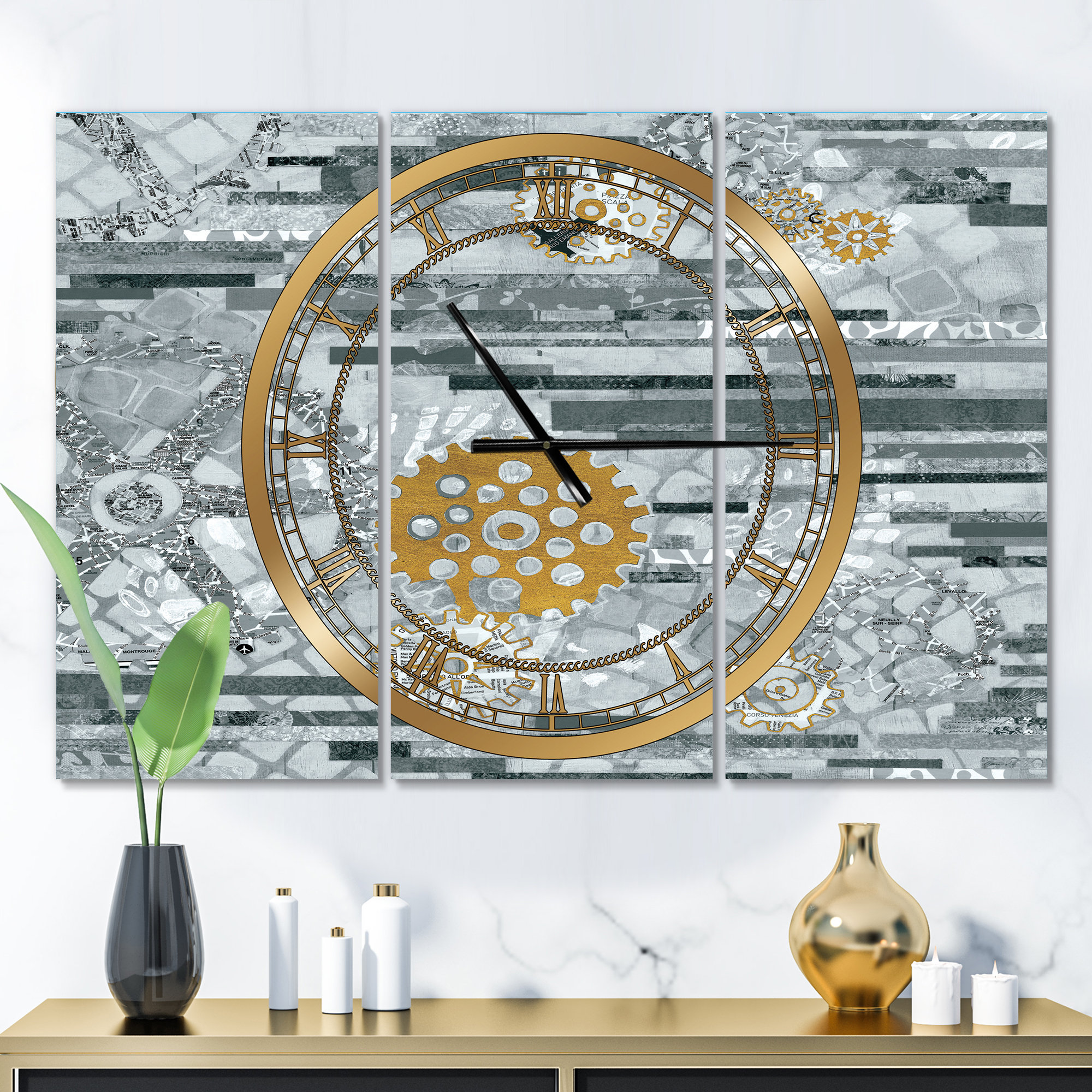 East Urban Home Modern Gold Timetable I - Traditional wall clock | Wayfair