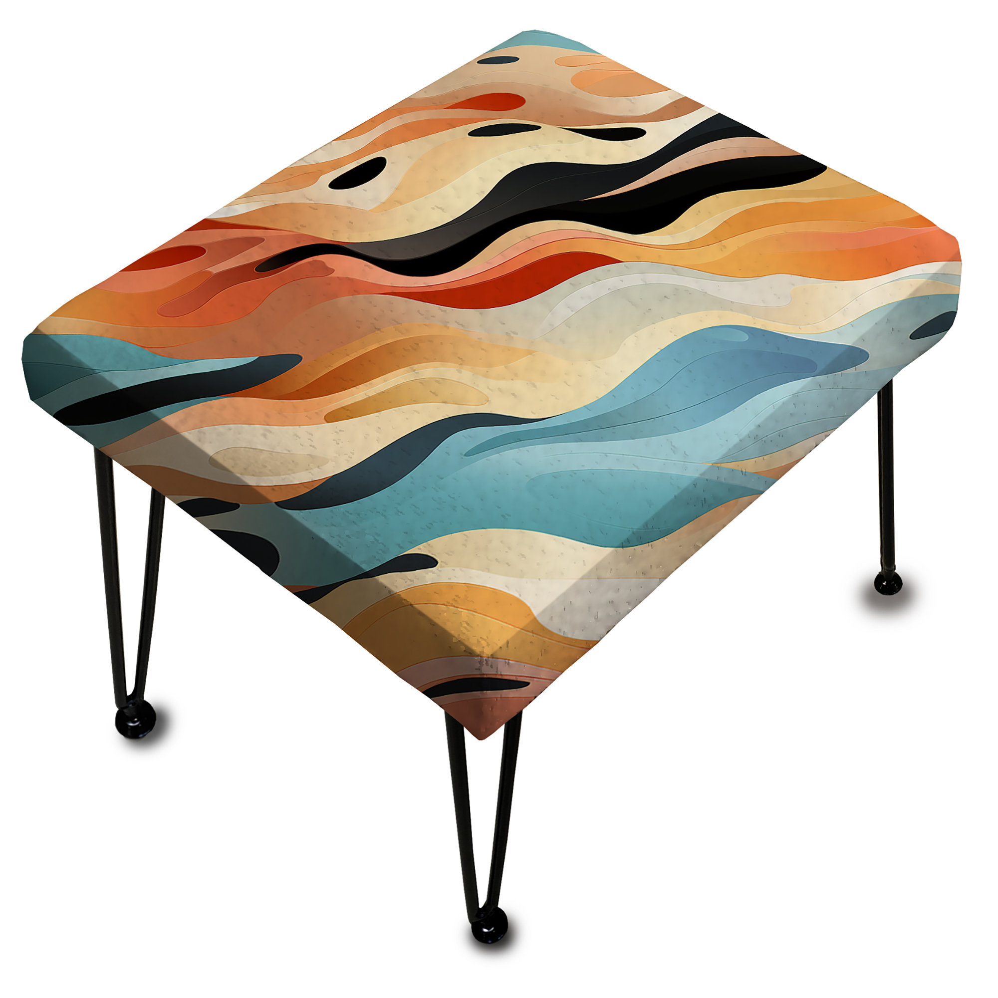 Design Art Desert Mirage Multicolor - Abstract Rectangle Ottoman | Wayfair