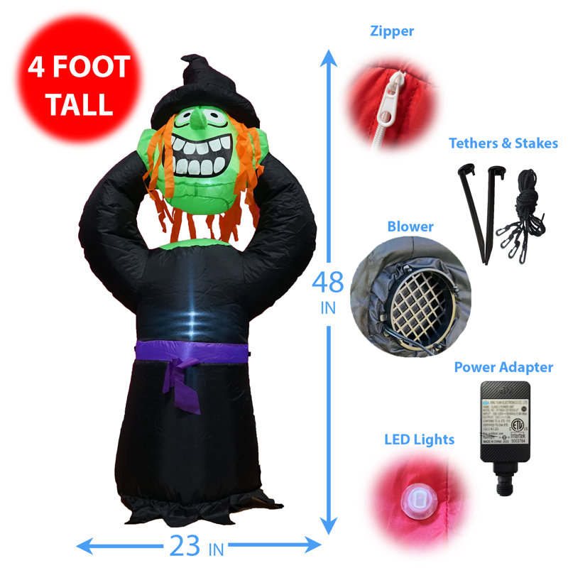 The Holiday Aisle® 4 Foot Tall Lighted Happy Halloween Inflatable ...
