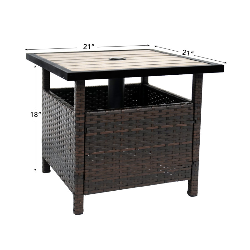Ebern Designs Latassha Wicker Side Table with Umbrella Hole & Reviews ...