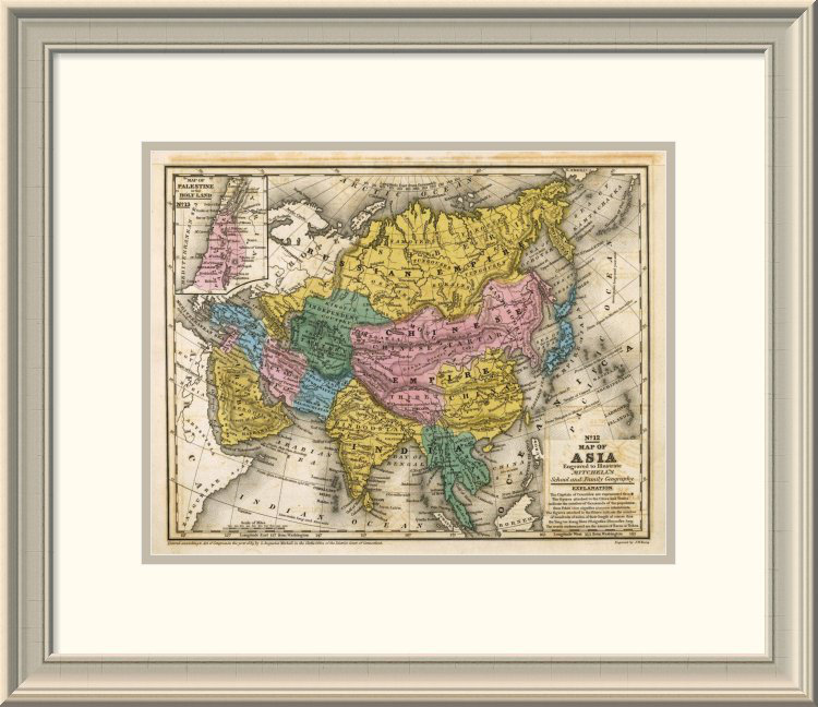 East Urban Home 'Map of Asia, 1839' Framed Print | Wayfair