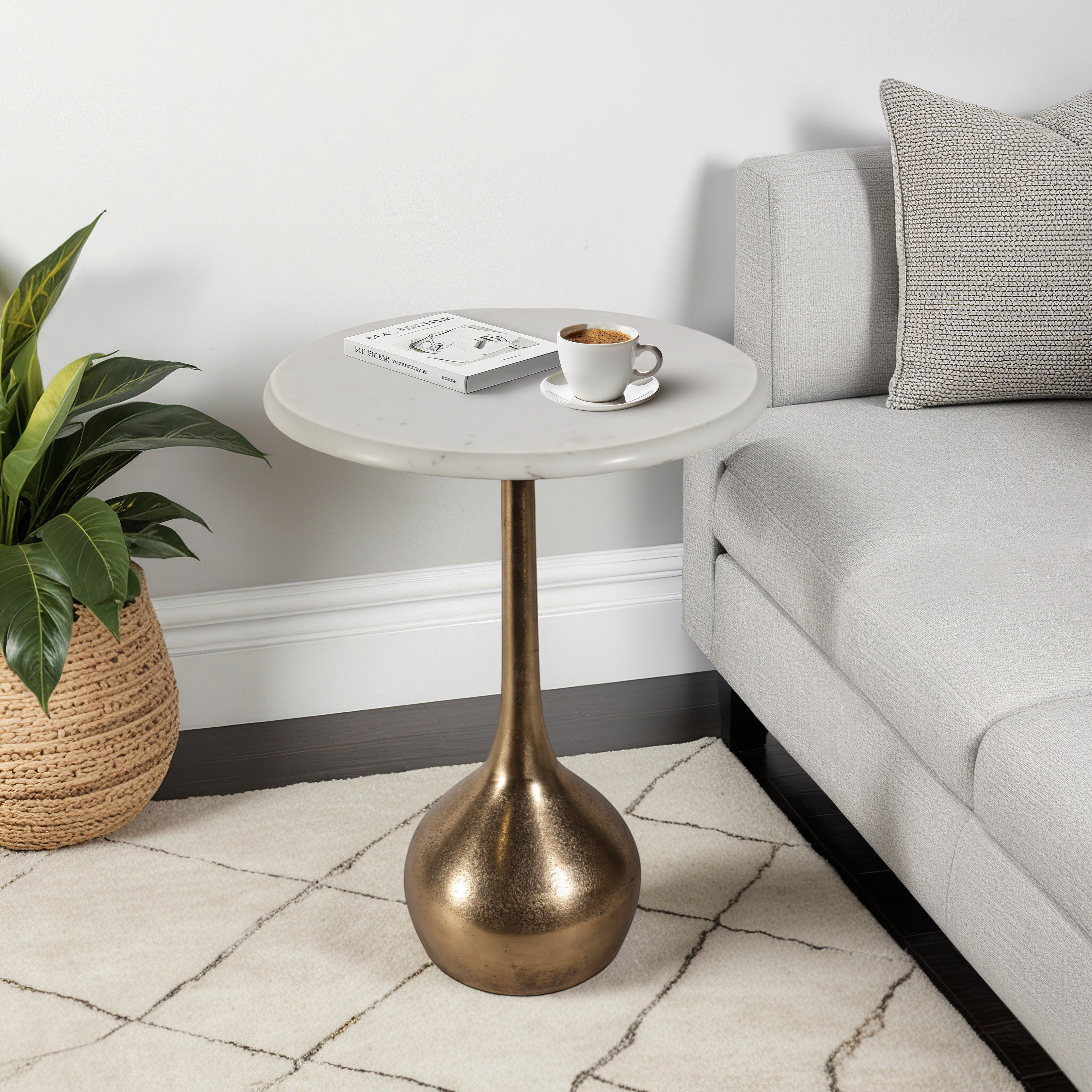Everly Quinn 20" Marble Accent Table Ball Base | Wayfair