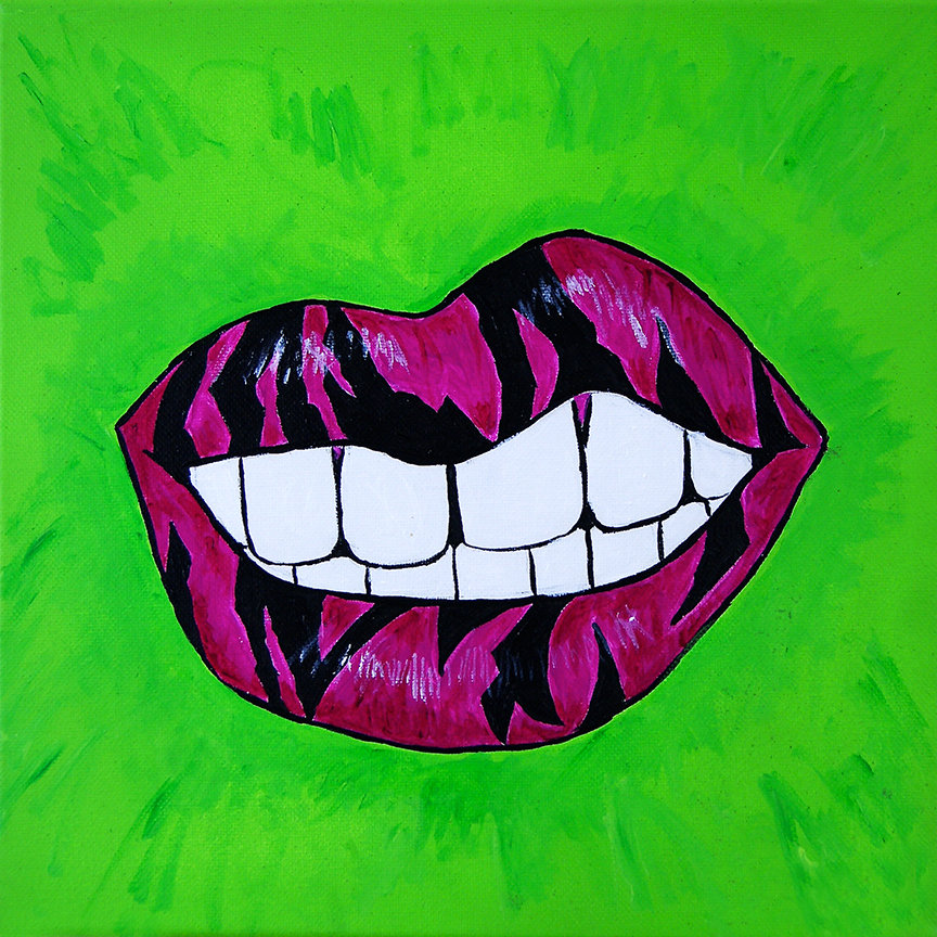 Buy Art For Less 'Zebra Snarl Pink Lips' by Timmery Pop Painting Print ...