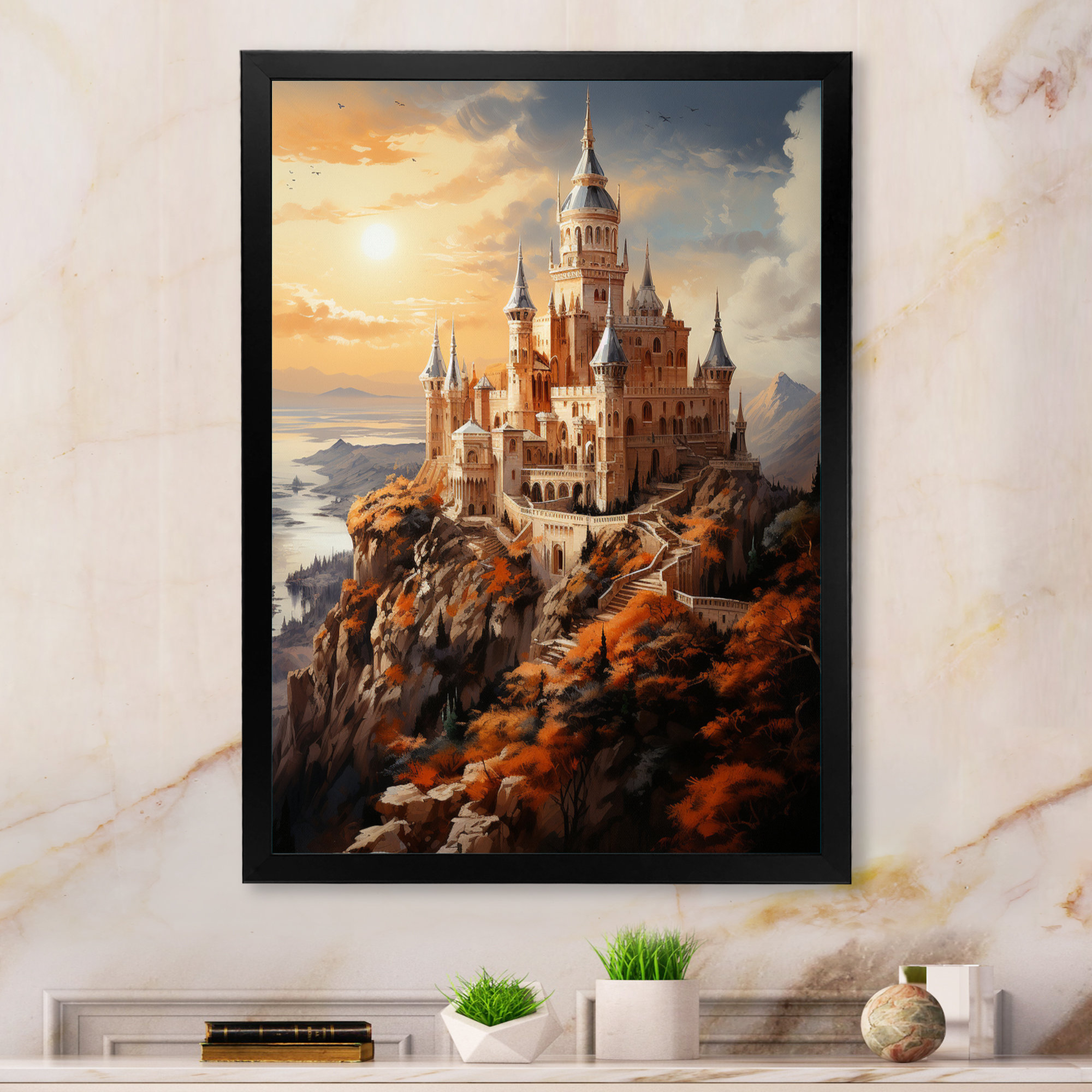 Red Barrel Studio® Lathon Castles Majestic Fortress Golden I Framed On ...