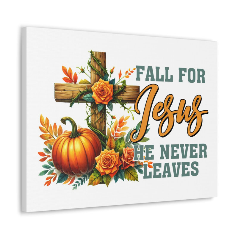 The Holiday Aisle® Jesus Never Leaves Autumn Bible Verse Canvas ...