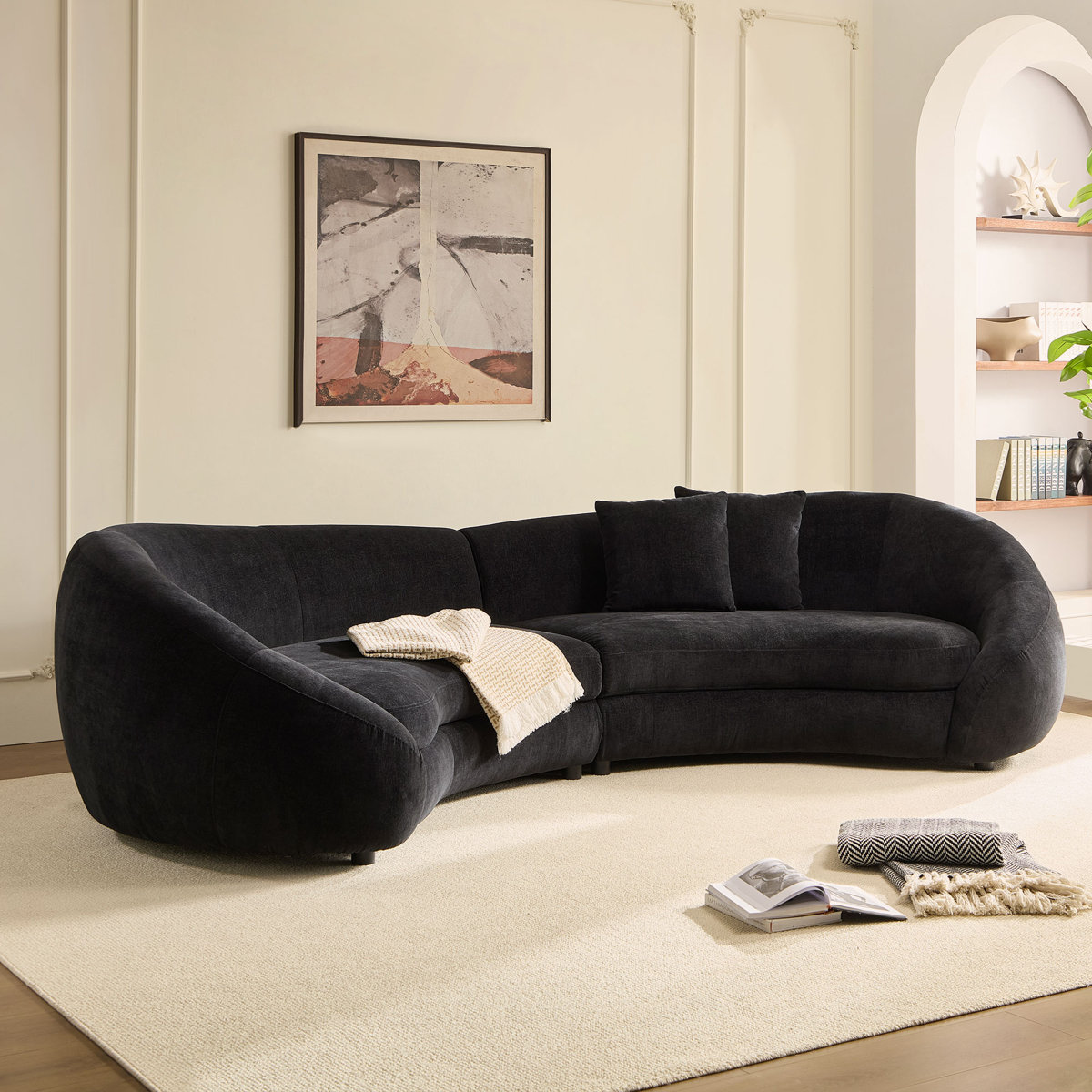 Everly Quinn 126" Upholstered Curved Sofa | Wayfair