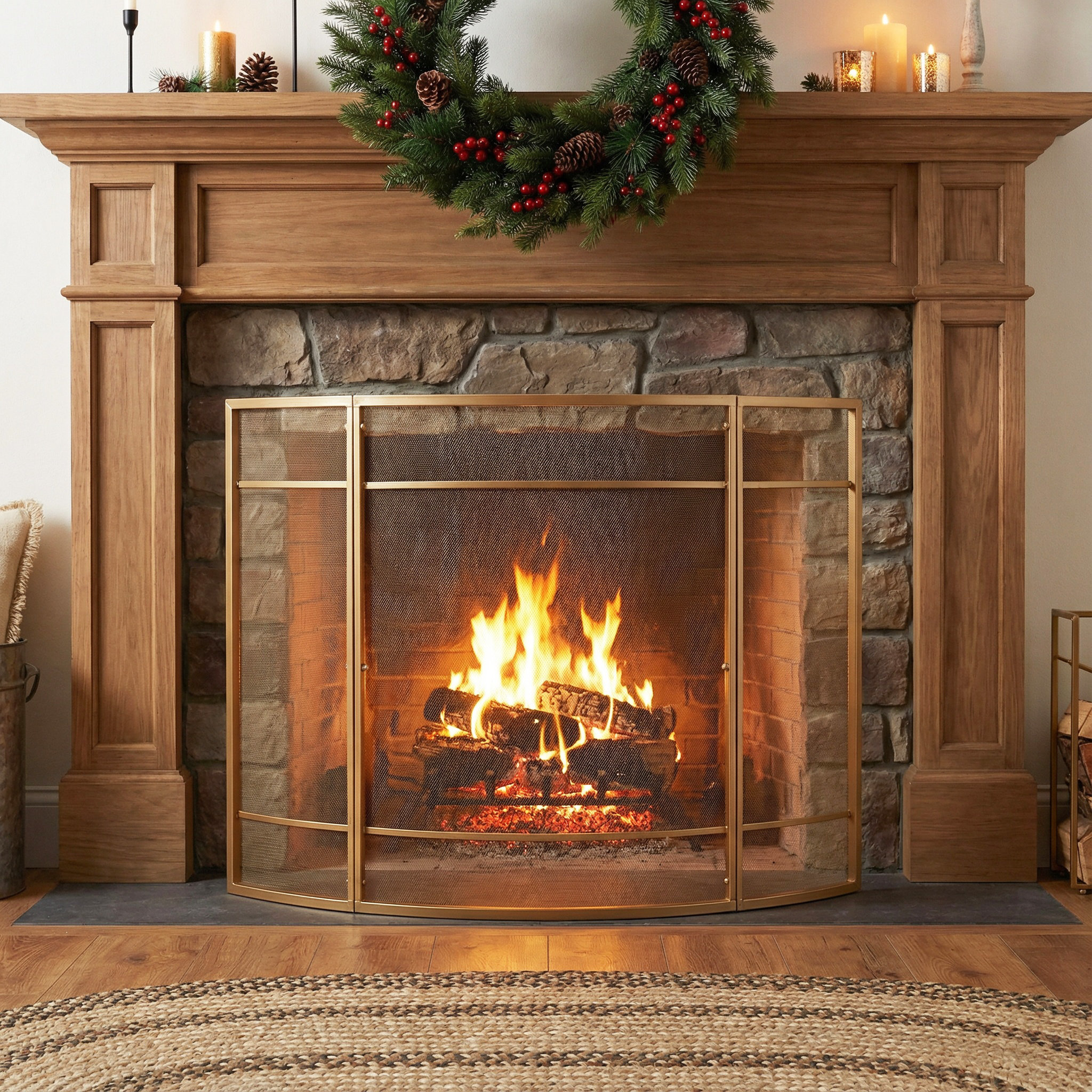 Symple Stuff Regina 1-Panel Curve Iron Fireplace Screen 38" x 32 ...