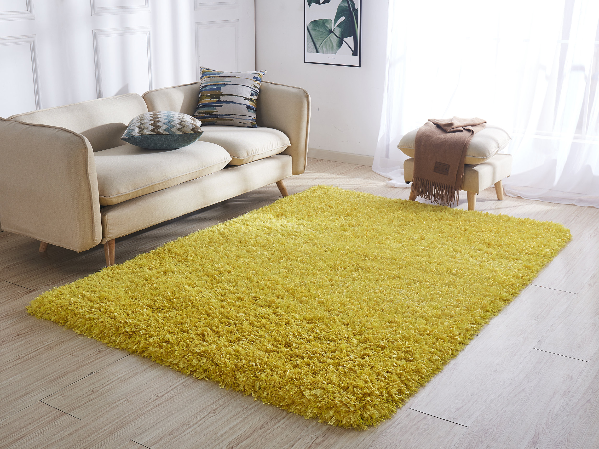 Latitude Run® Rosena Coral Shaggy Hand-Tufted Yellow Area Rug & Reviews ...