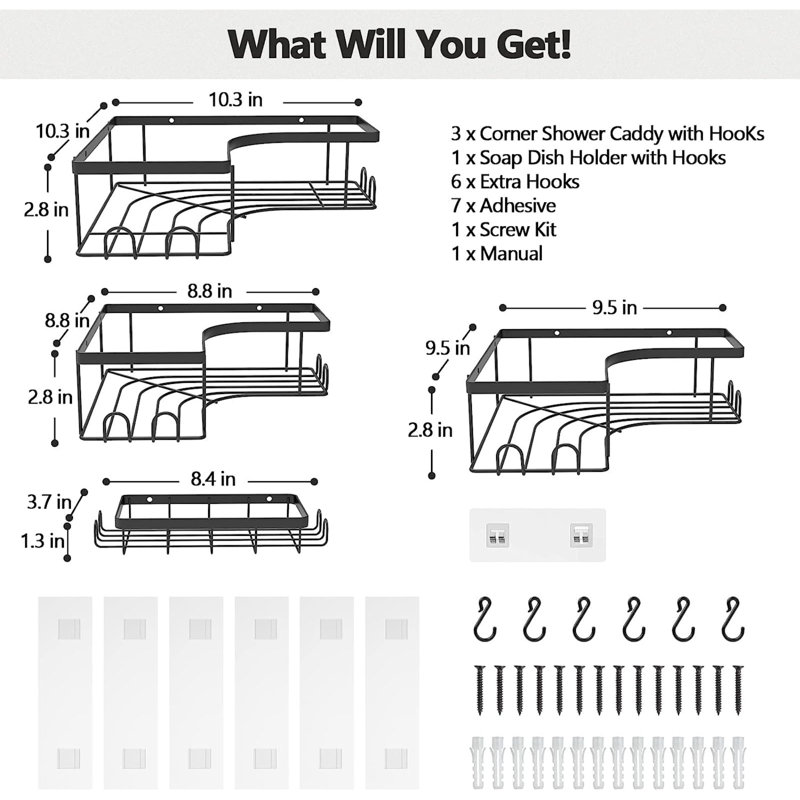 Rebrilliant Vernita Tension Pole Stainless Steel Shower Caddy | Wayfair
