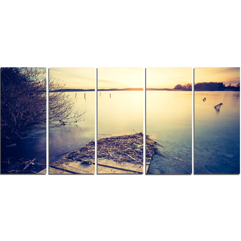 Design Art 'Amazing Sunset Over Clam Lake' 5 Piece Photographic Print ...