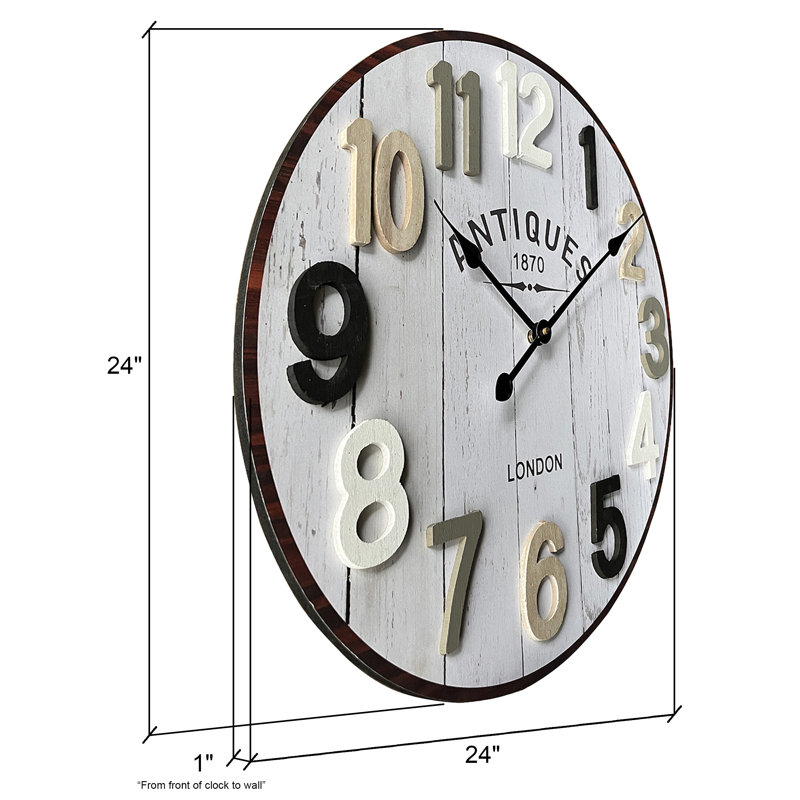 Gracie Oaks Evelina Shiplap Round Metal Wall Clock & Reviews | Wayfair