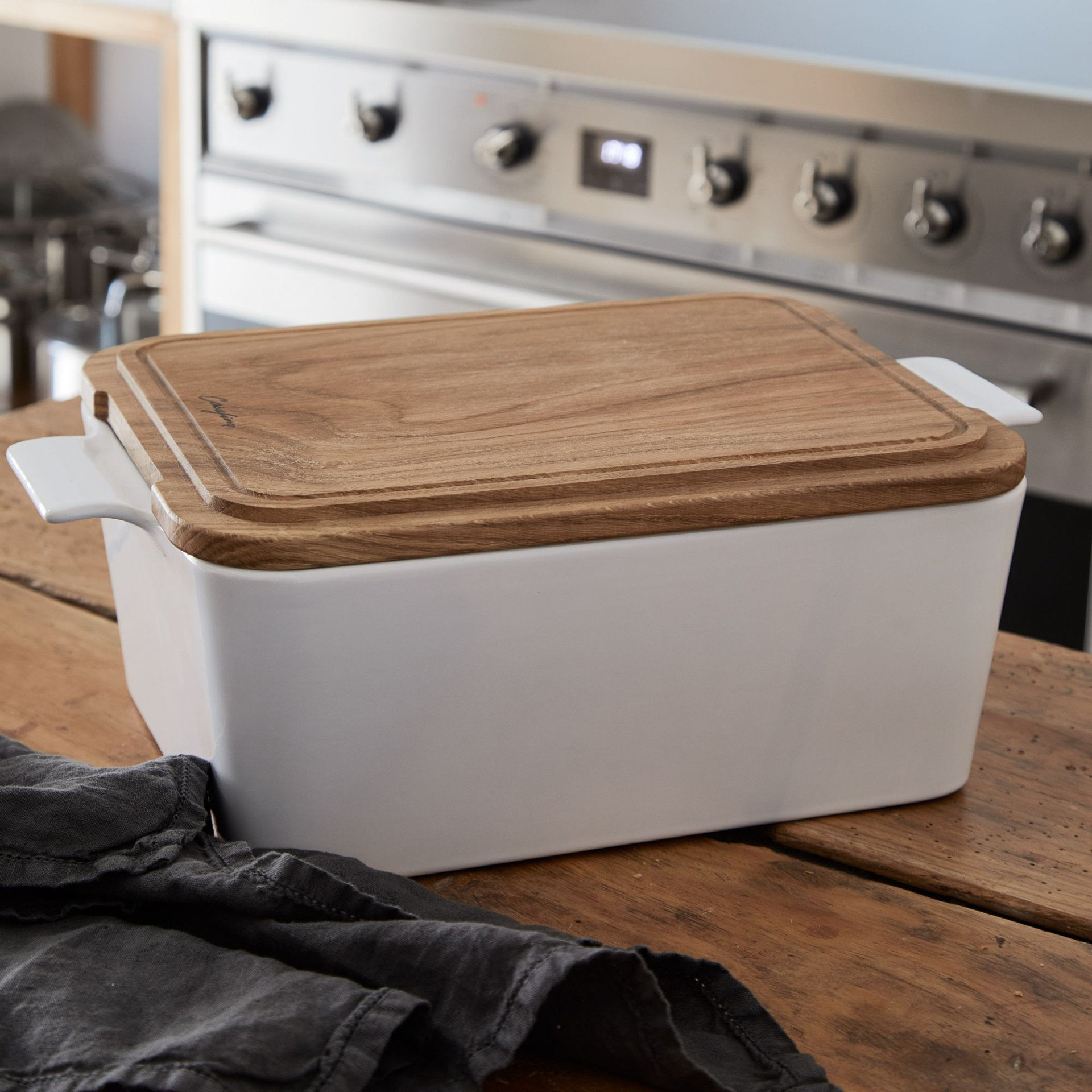 Costa Nova Gift Rect. Bread Box With Oak Wood | Wayfair