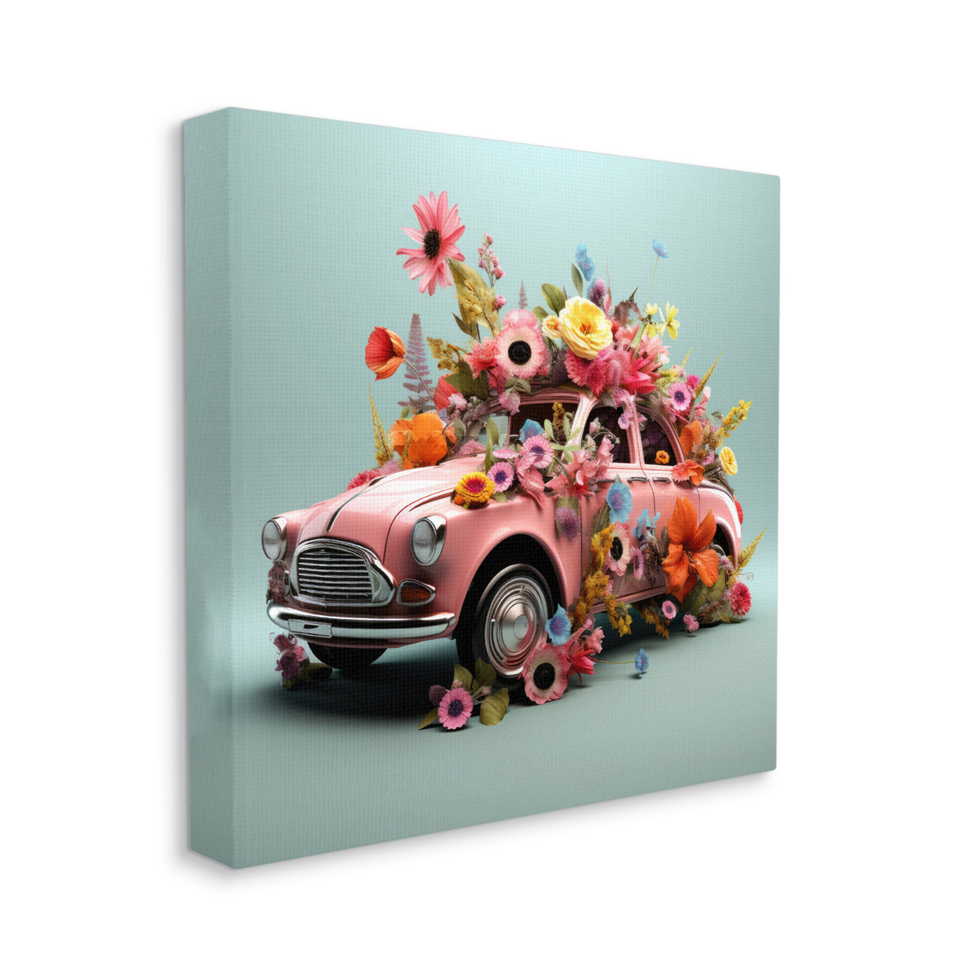 Winston Porter Blooming Florals Antique Car Canvas Wall Art by Lazar ...