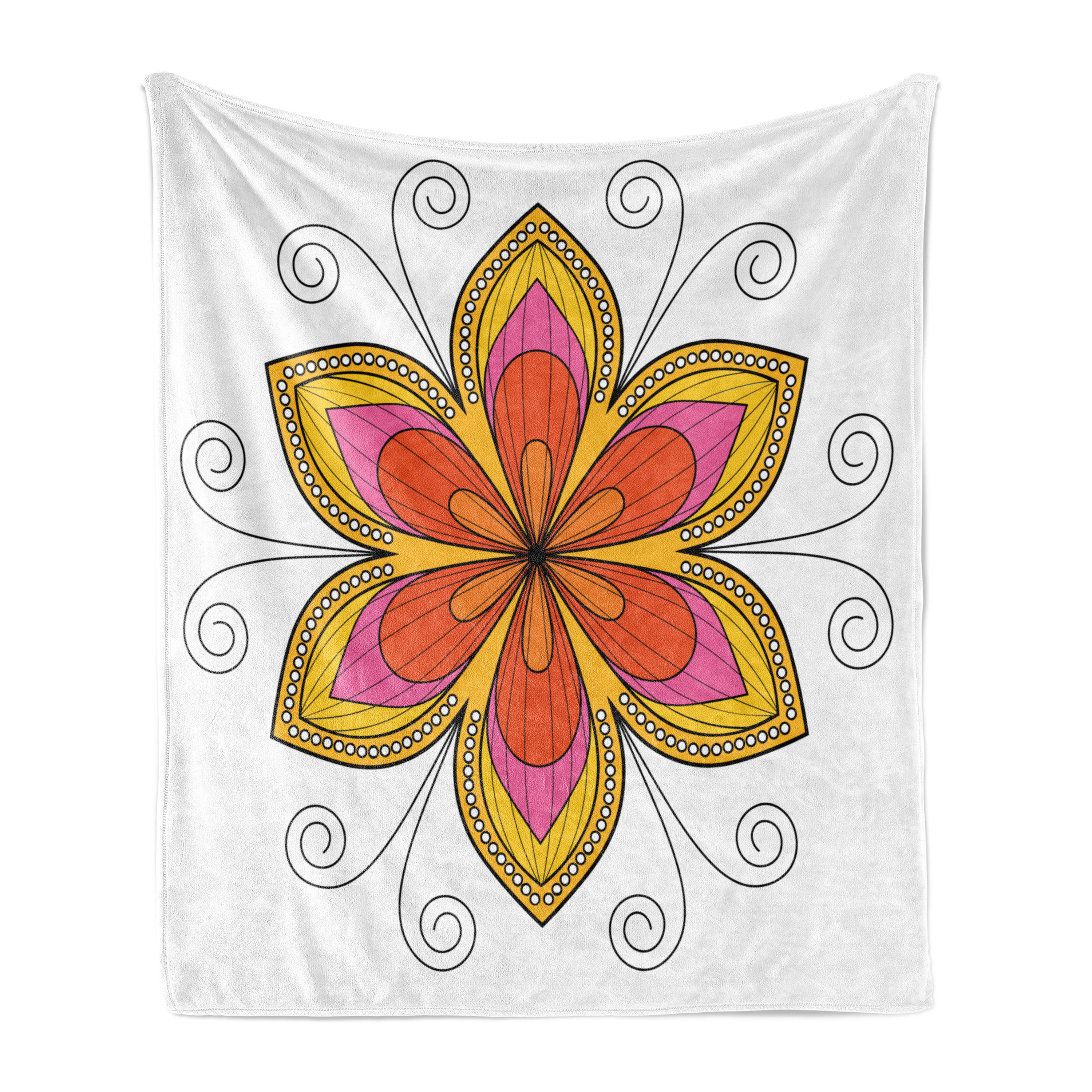 Ambesonne Flower Mandala Fleece Throw Blanket Flower Pattern Swirl ...