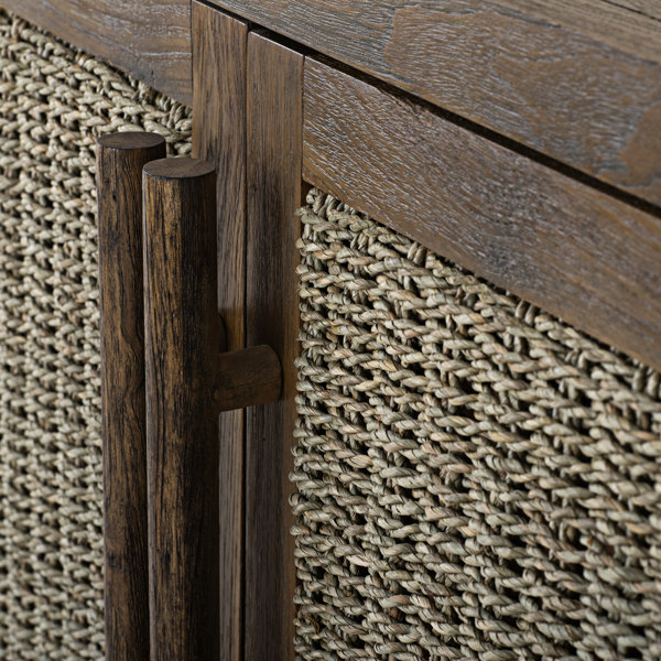Beachcrest Home™ Bolling 42" Mindi Wood Cabinet with Handwoven Seagrass ...