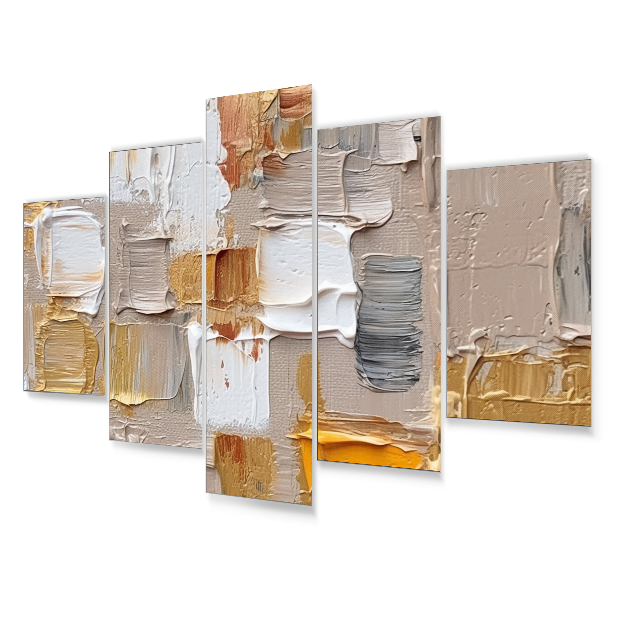 Wrought Studio™ Beige and Gold Cubist Kaleidoscope IV - Cubism Metal ...