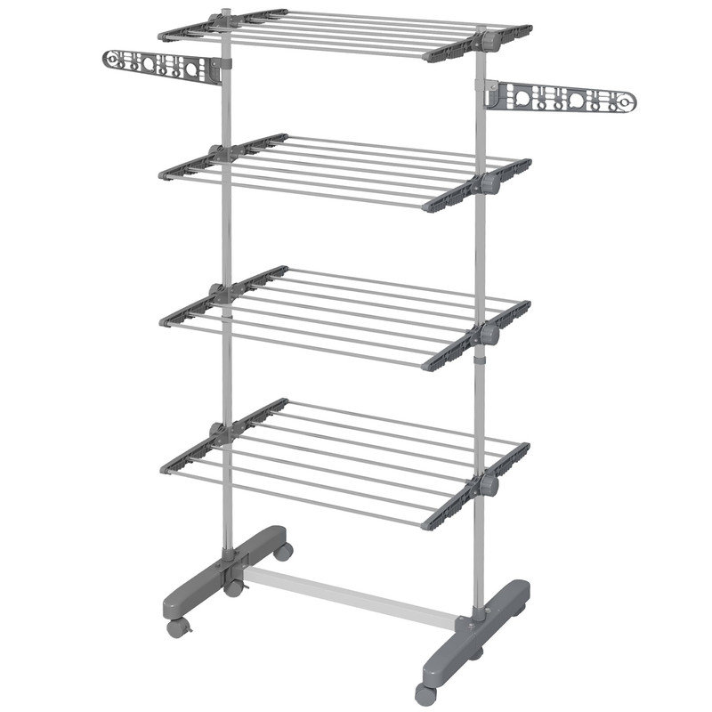 Rebrilliant 4-Tier Clothes Airer, Stainless Steel Foldable Clothes ...